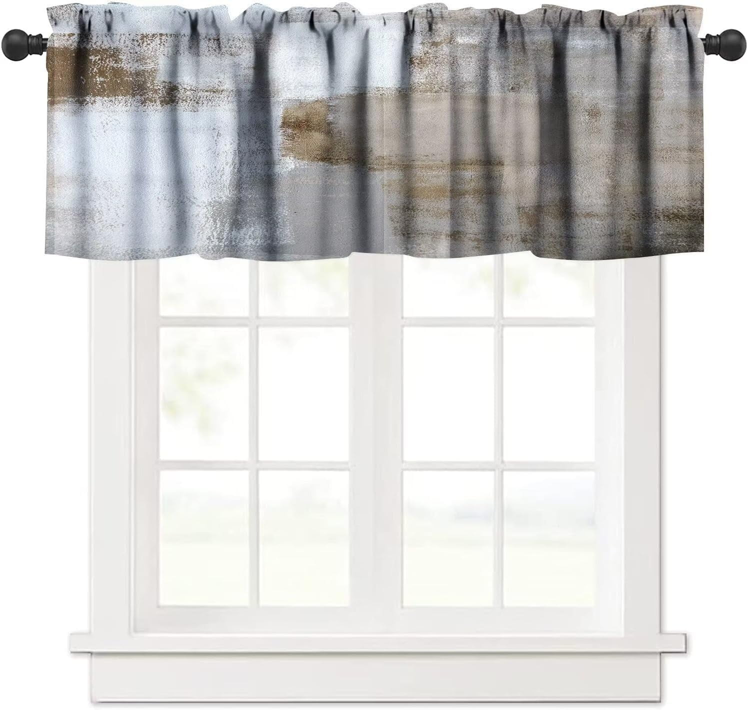 Light Gray Valance Curtain Brown Grey and Brown Abstract Art Painting ...