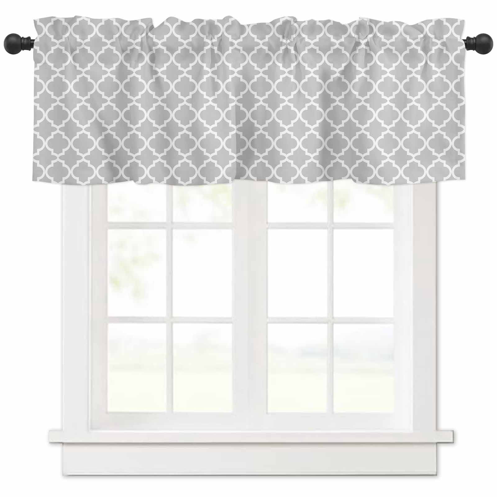 Light Gray Valances for Windows Farmhouse Kitchen Curtains Valances Rod ...