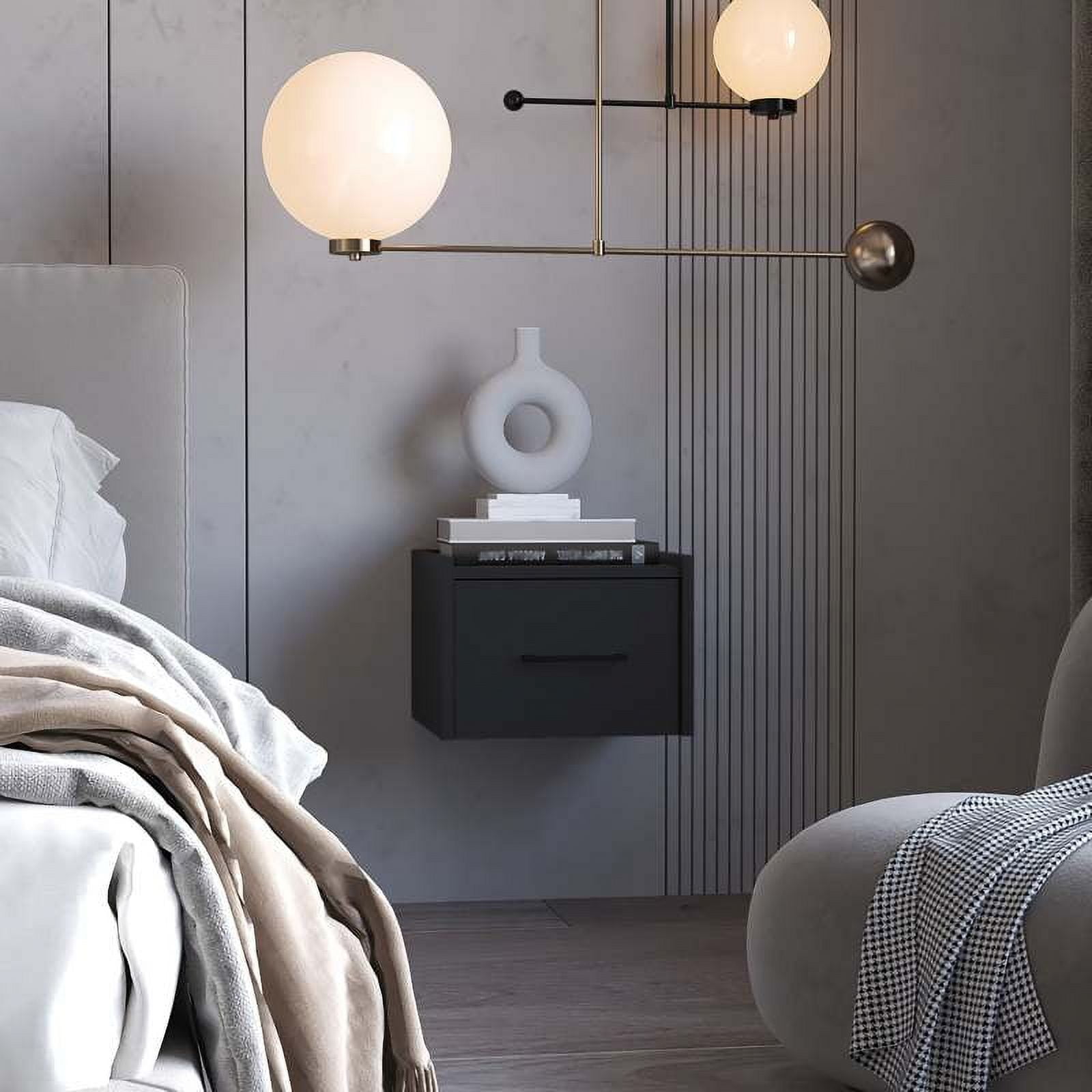 Light Gray Wall-Mounted Floating Nightstand - Walmart.com