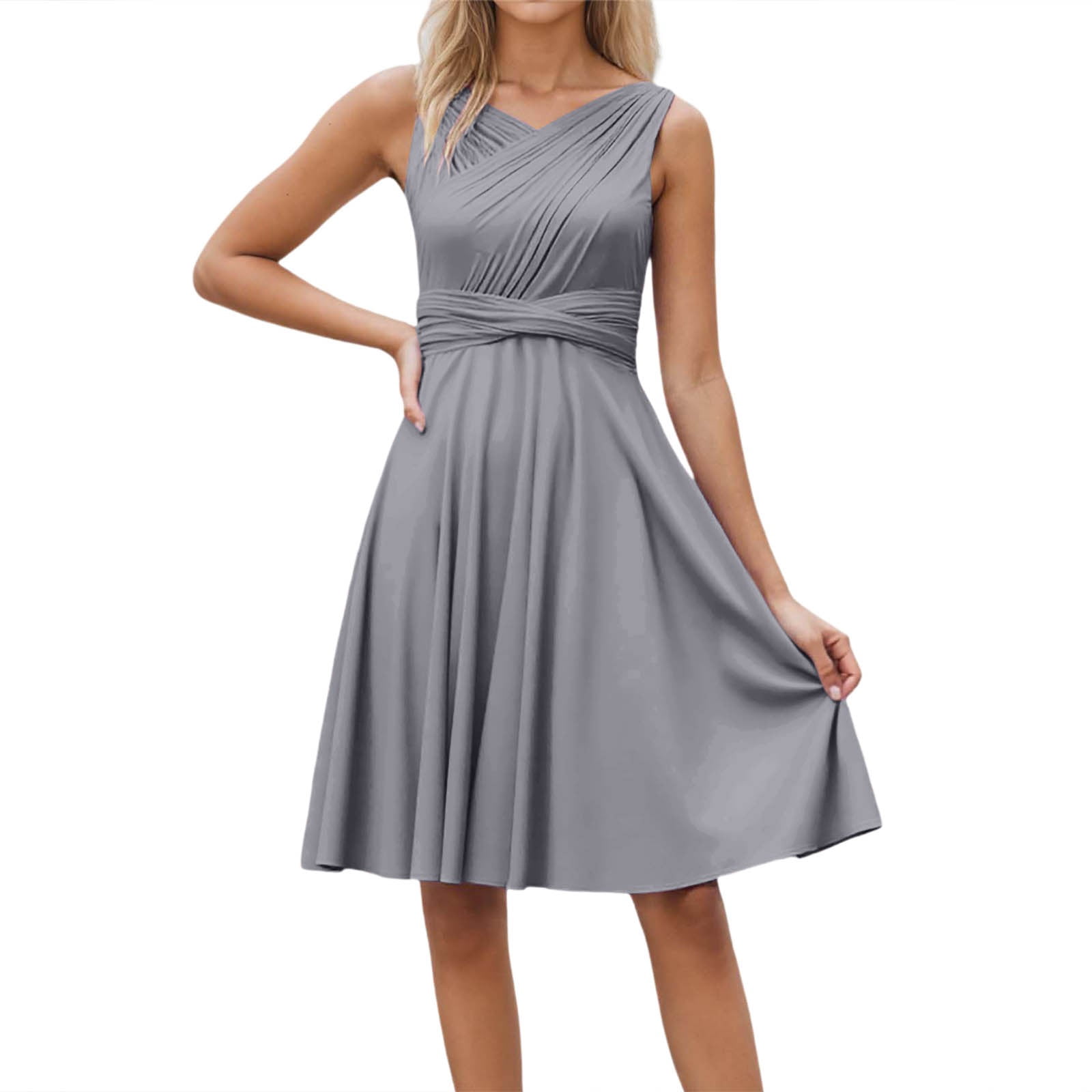 Light Gray Wedding Guest Dress Elegant Women's Casual Dress for Wedding ...
