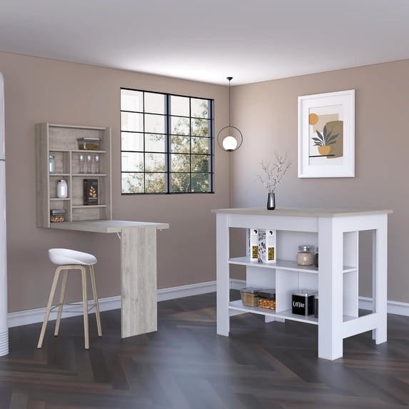 Light Gray and White - Large Surface and Easy Assembly - Kitchen ...