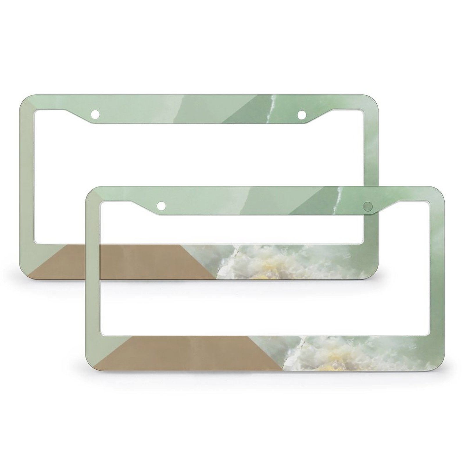 Light Green And Beige Beach Marble Pattern 2 Pack License Plate Frame ...