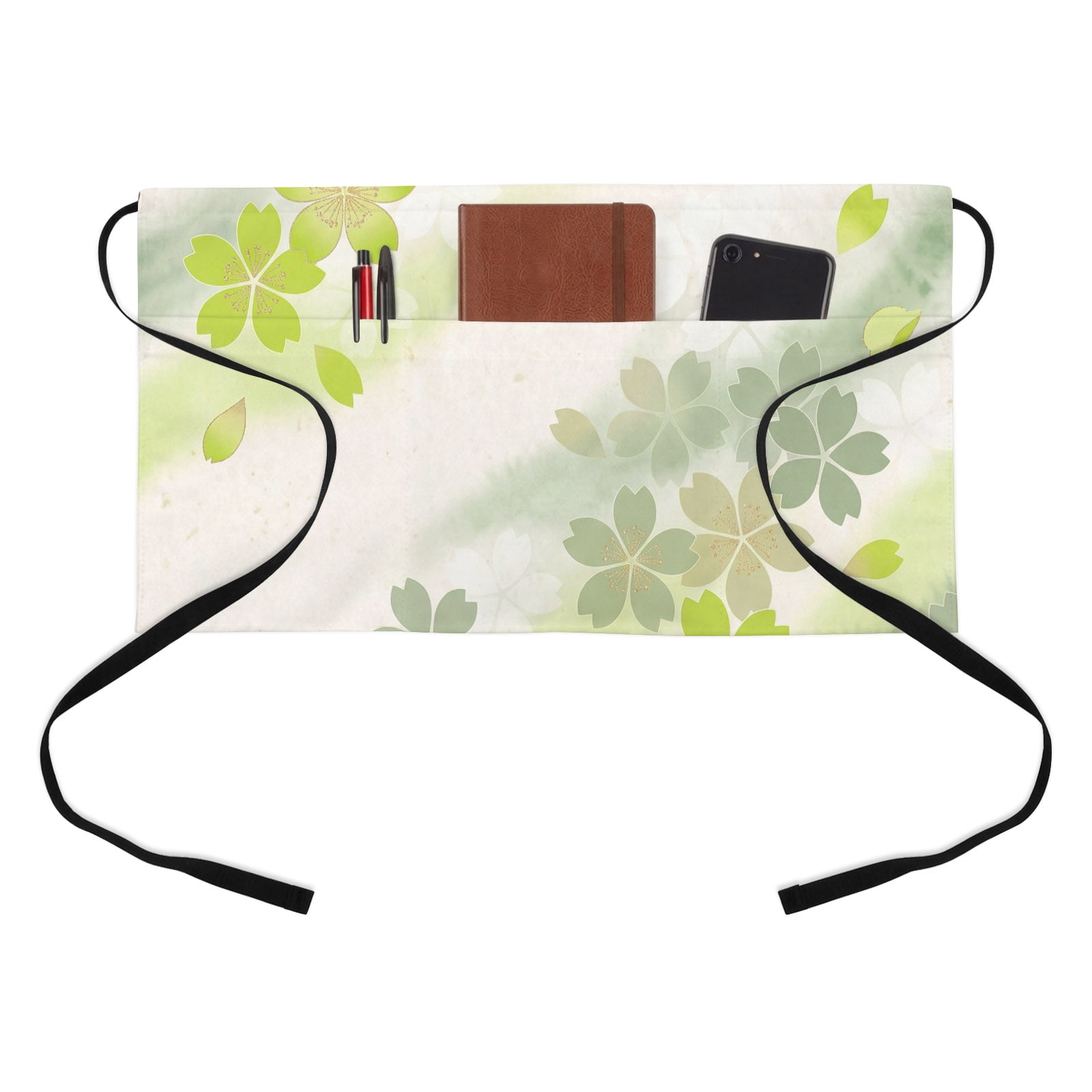 Light Green Cherry Blossoms Half Waist Apron Abstract Ombre Floral ...