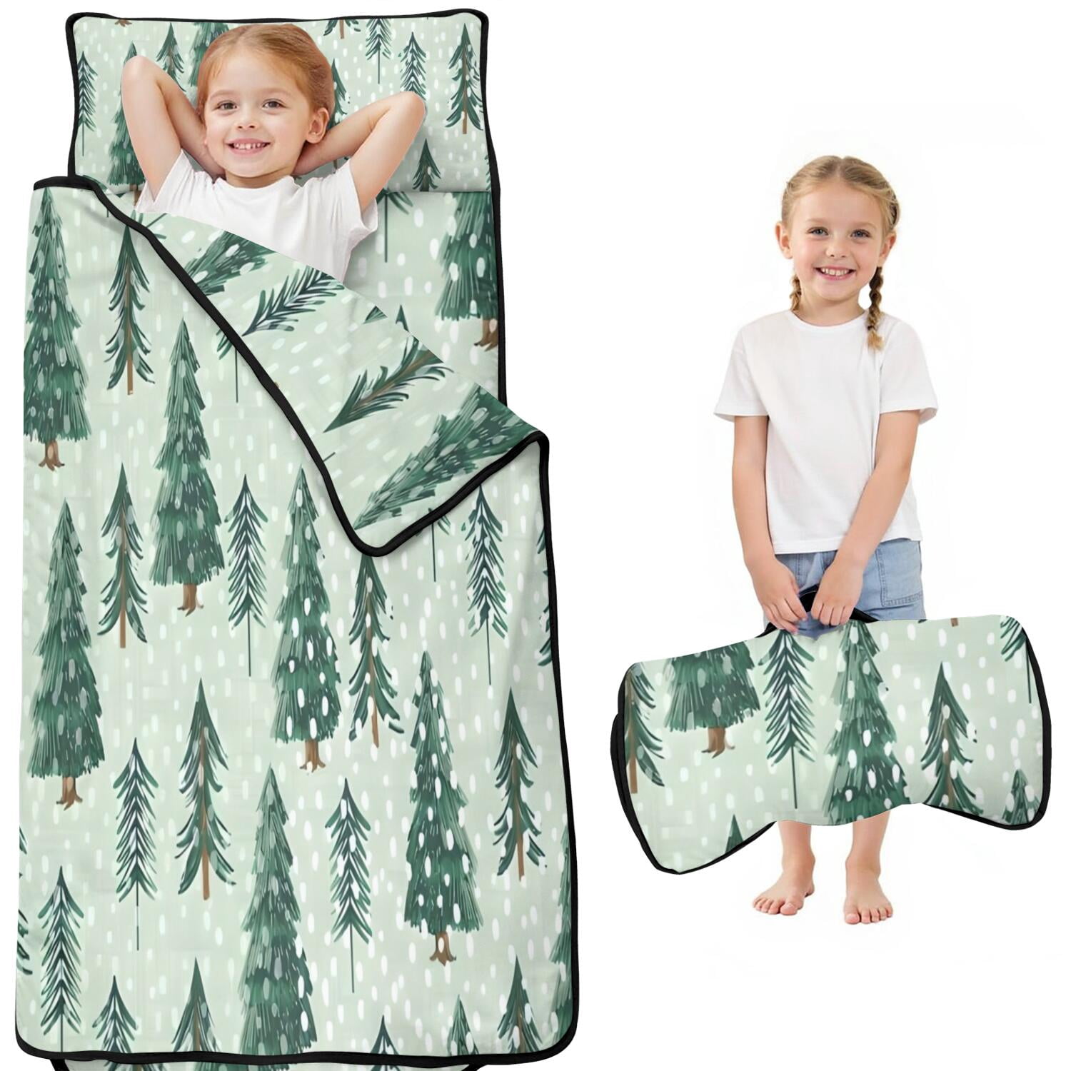 Light Green Christmas Tree Pattern Toddler Nap Mats for Kids Preschool ...