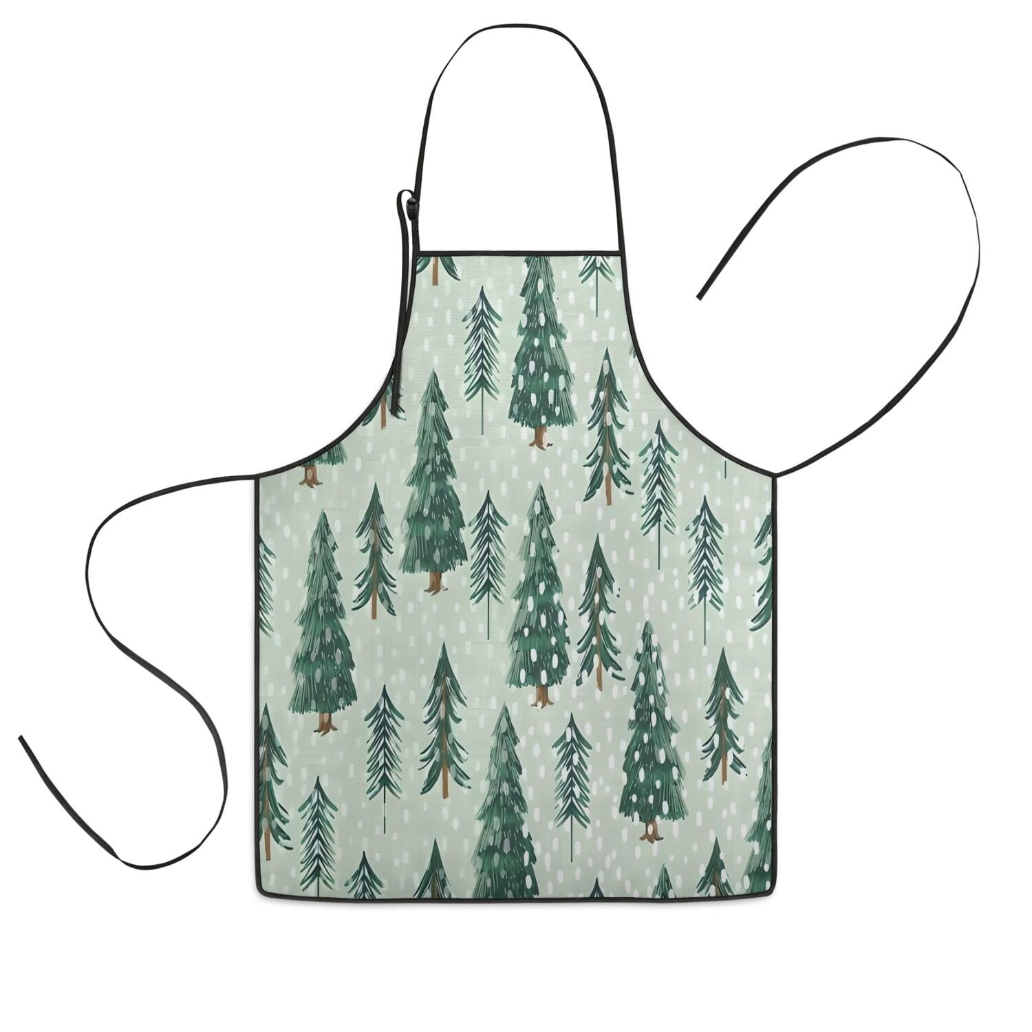 Light Green Christmas Tree and Snow Pattern Kids Aprons for Girls and ...