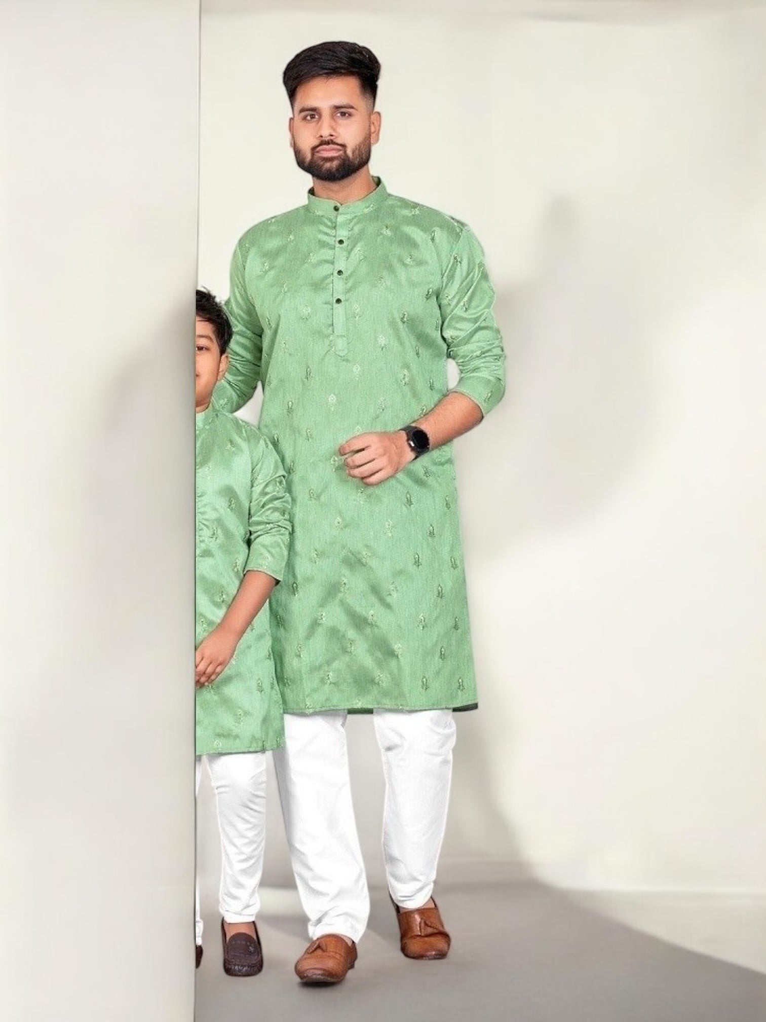 Light Green Color Traditional Men's Kurta Pajama Set– Cultural Wear for ...