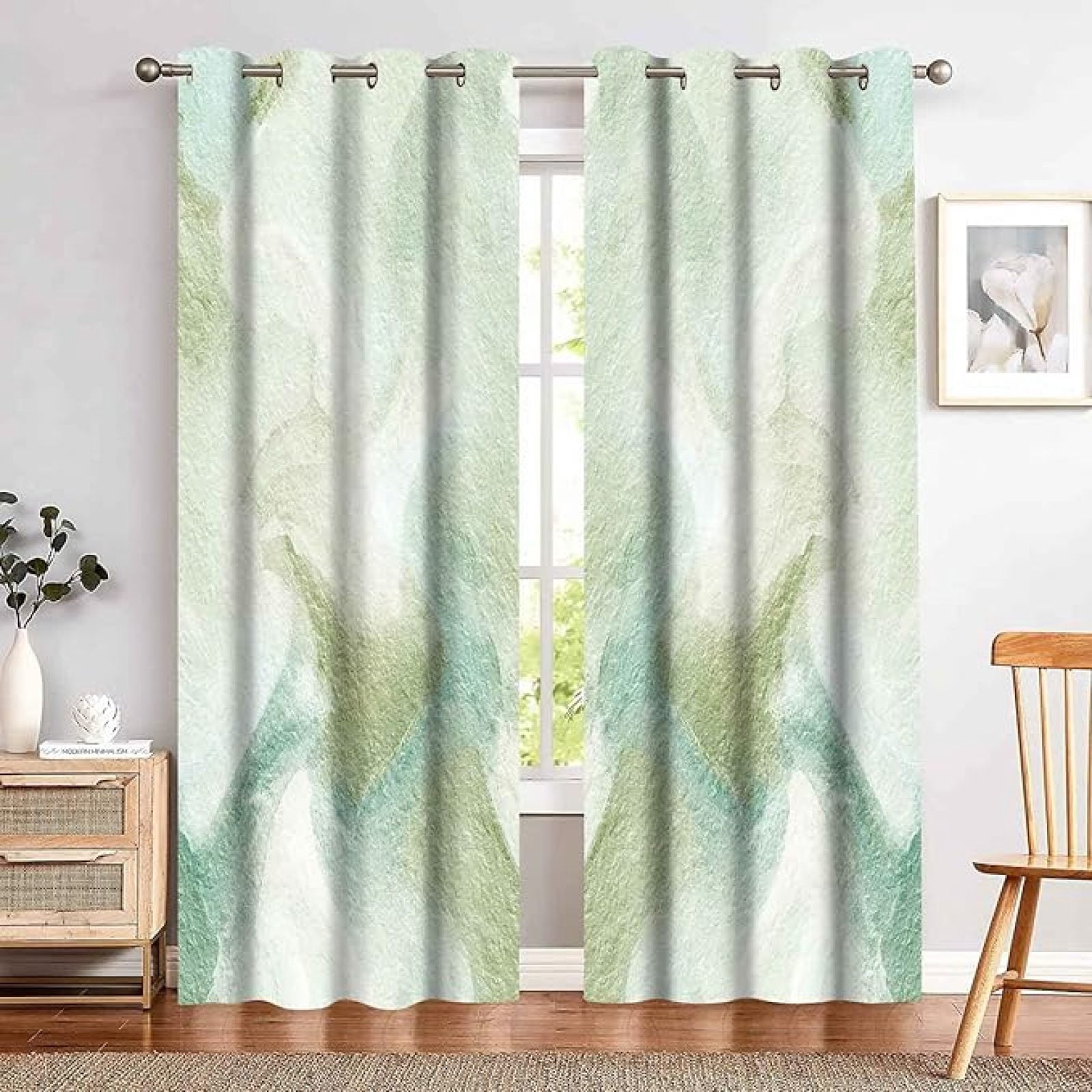 Light Green Marble Fluid Blackout Curtain Luxury Modern Mineral Rock ...