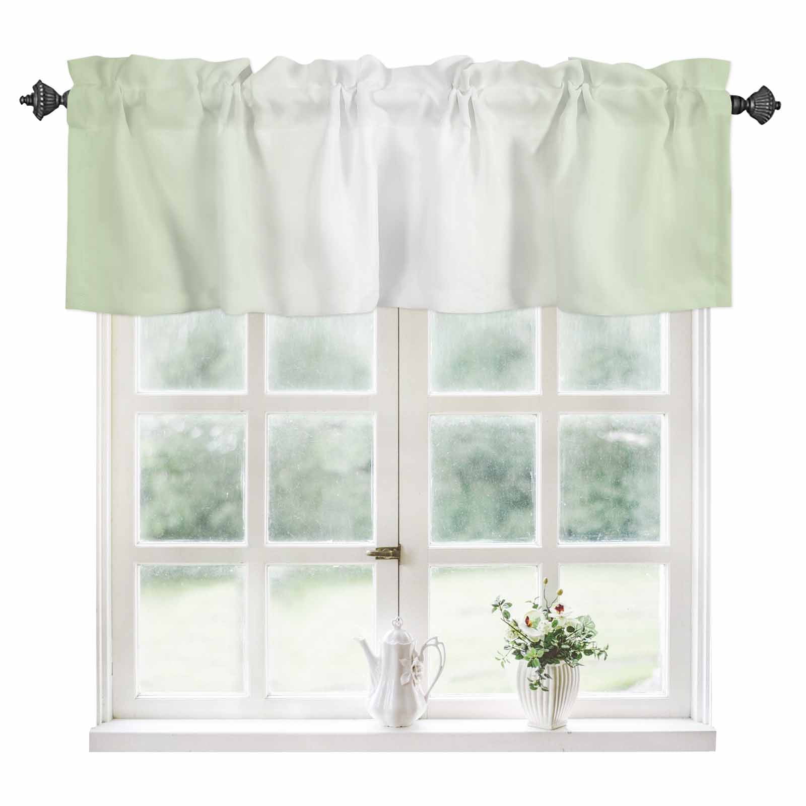Light Green Ombre Kitchen Valances for Windows 42x18 Inch Kitchen ...
