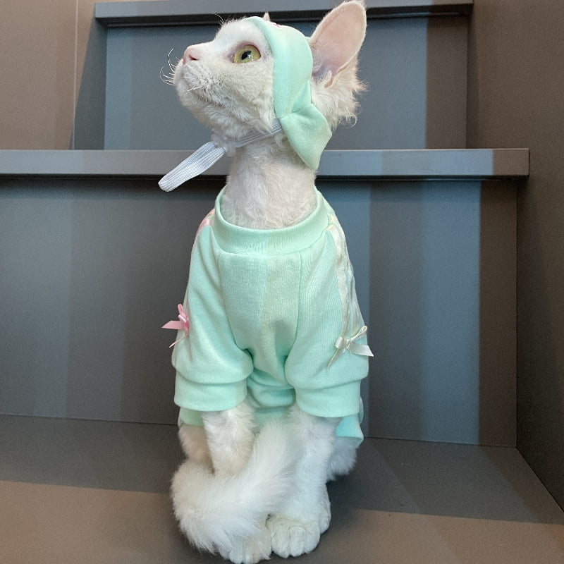 Light Green T-shirt for Devon Curly Cat Sweet Spring Long Sleeves ...