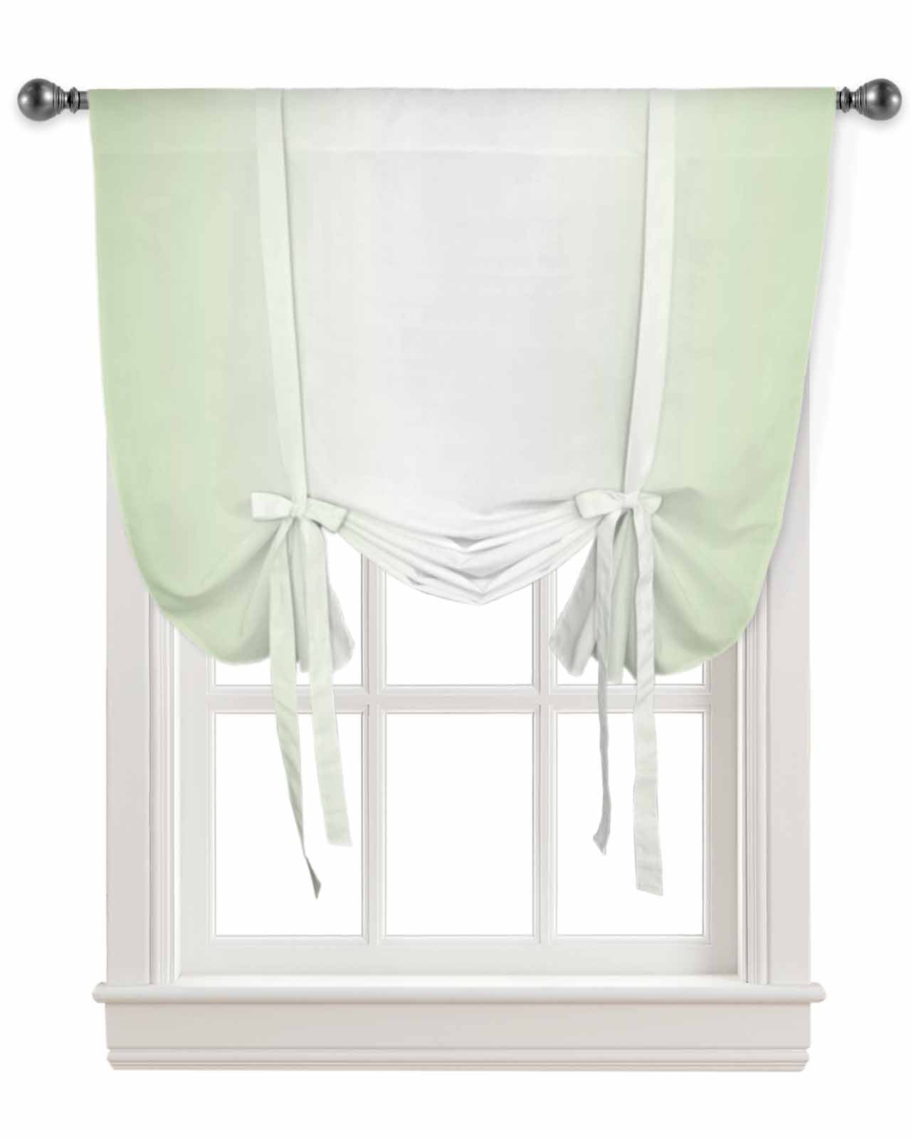 Light Green White Ombre Tie Up Curtains for Kitchen Bathroom Bedroom ...