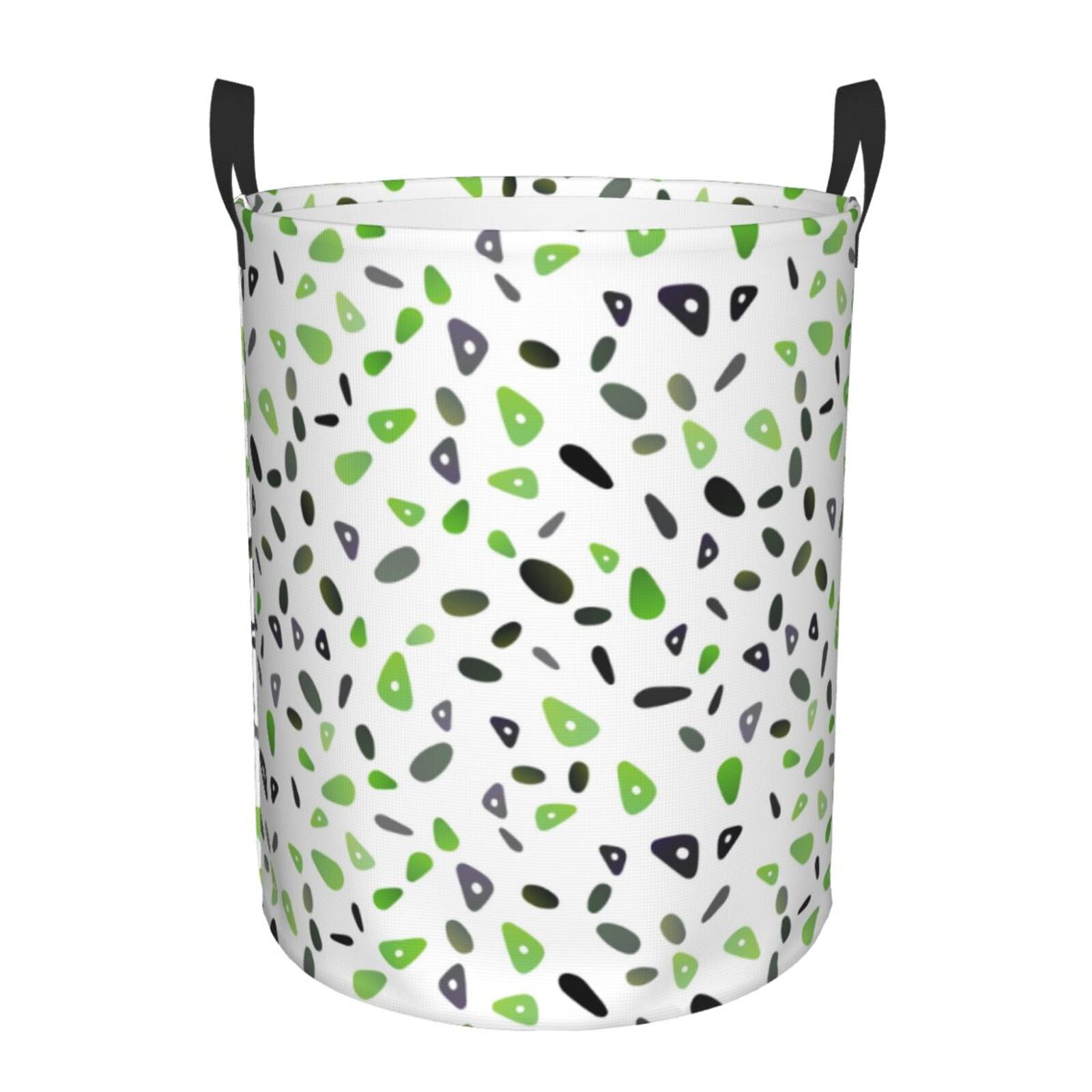 Light Green circles print Laundry Basket, Laundry Hamper Waterproof ...