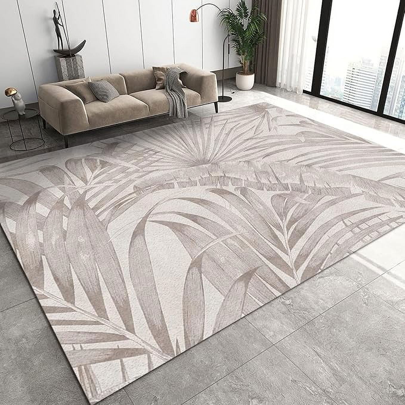 Light Grey Banana Leaf Area Rug, Retro Splicing Indoor Non-Slip Kids ...