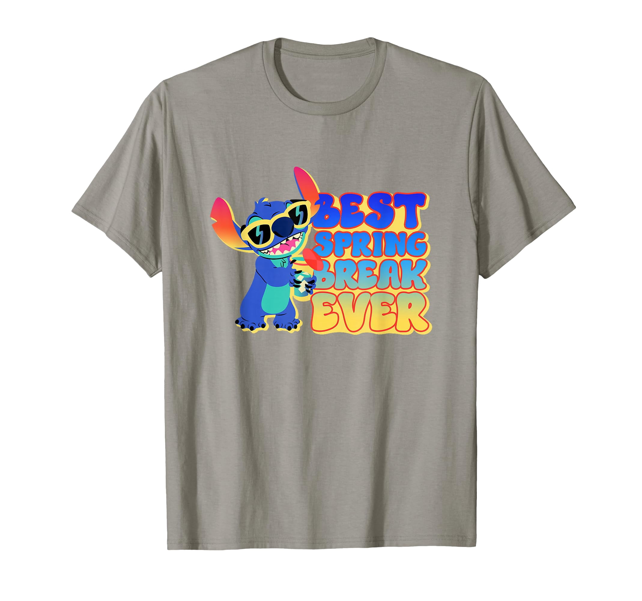 Light Grey Cartoon Character Spring Break T-Shirt with Retro Logo ...