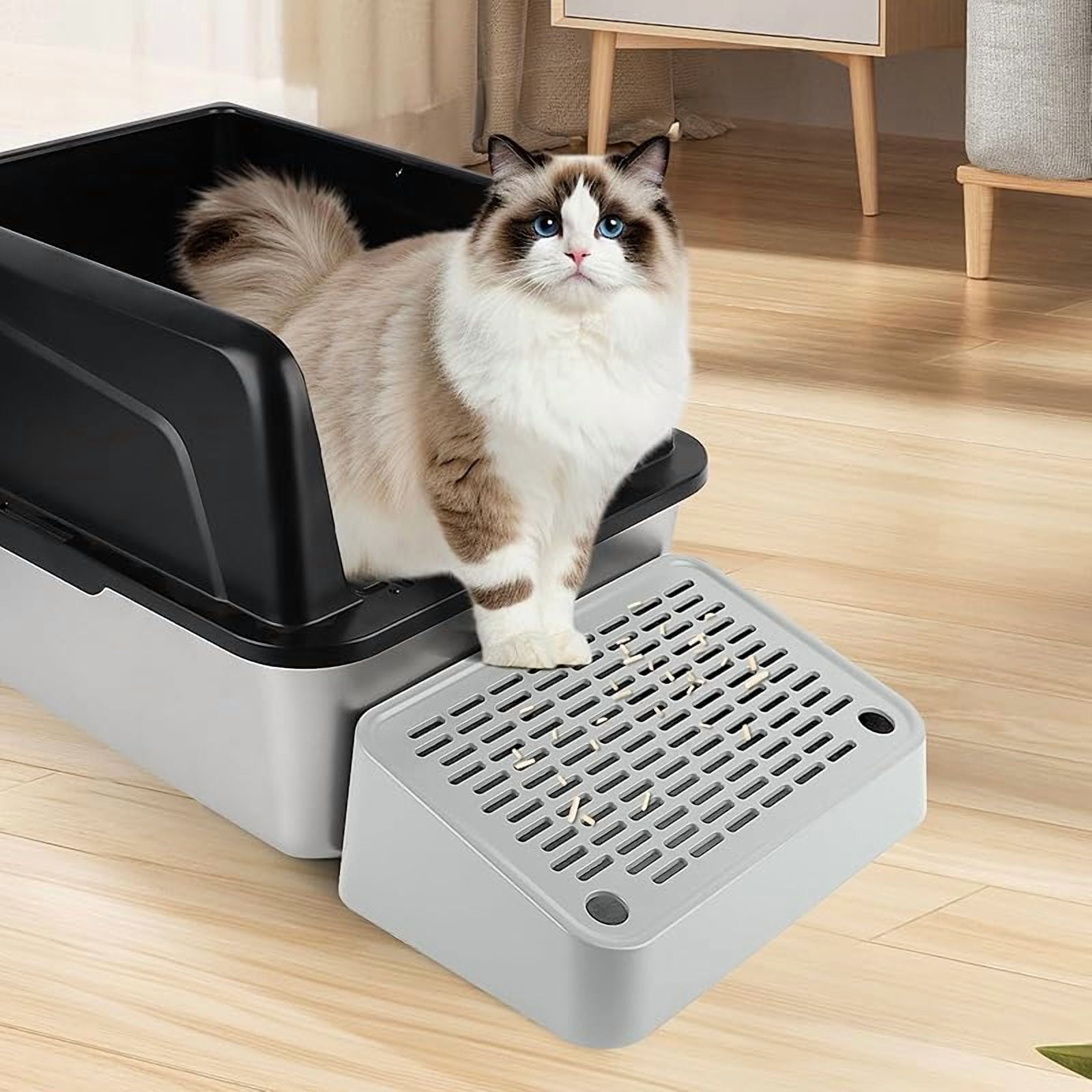 Light Grey Cat Litter Box Ramp - Filter Litter Catcher Step Mat, Ideal ...