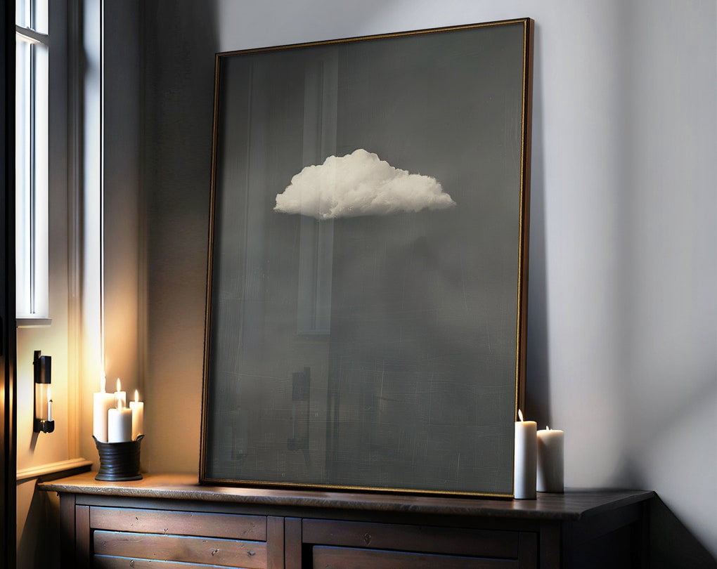 Light Grey Cloud Art Print, Moody Sky Art Print, Cloud Minimalist Art ...