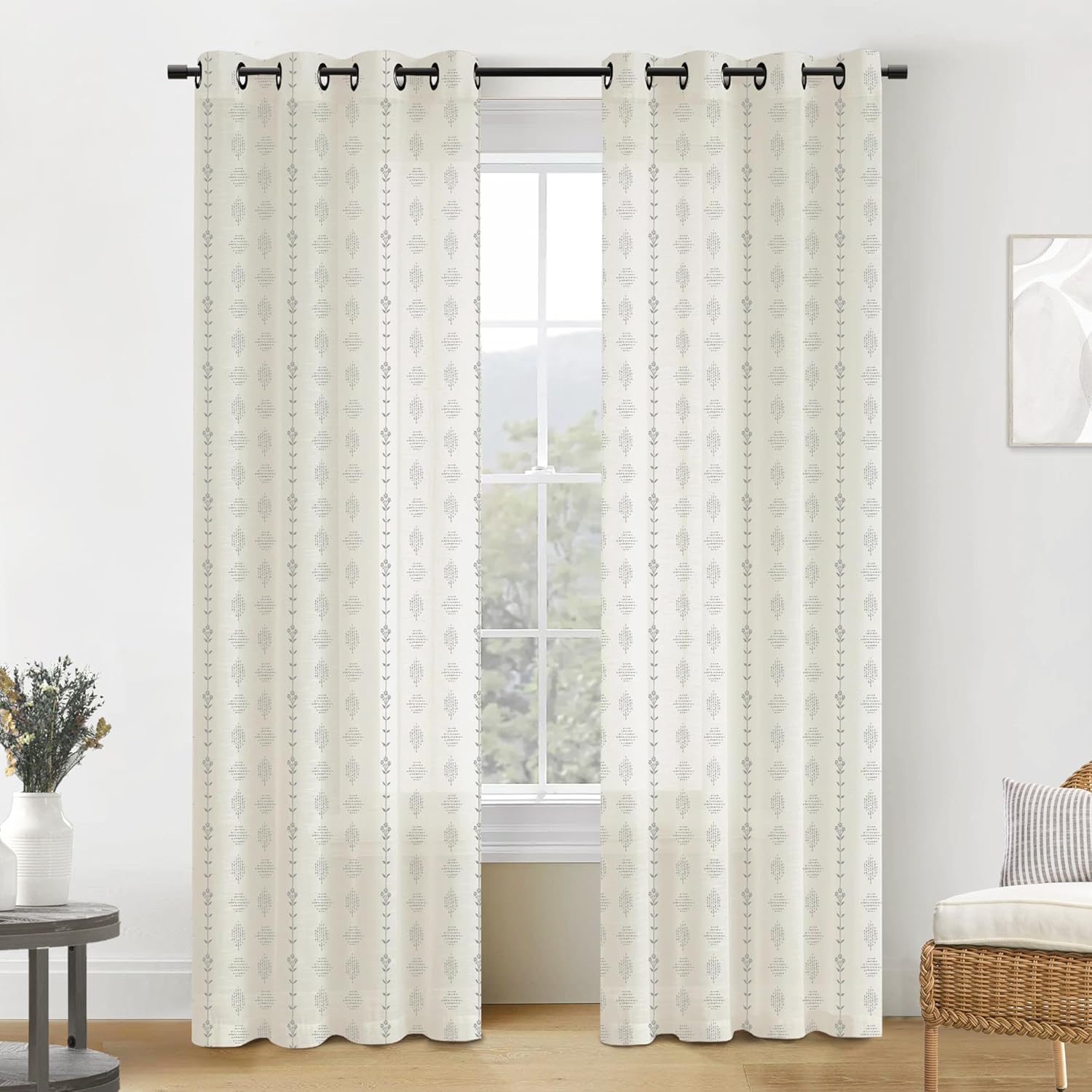 Light Grey Curtains for Bedroom Living Room ,Sheer Gray and Beige White ...