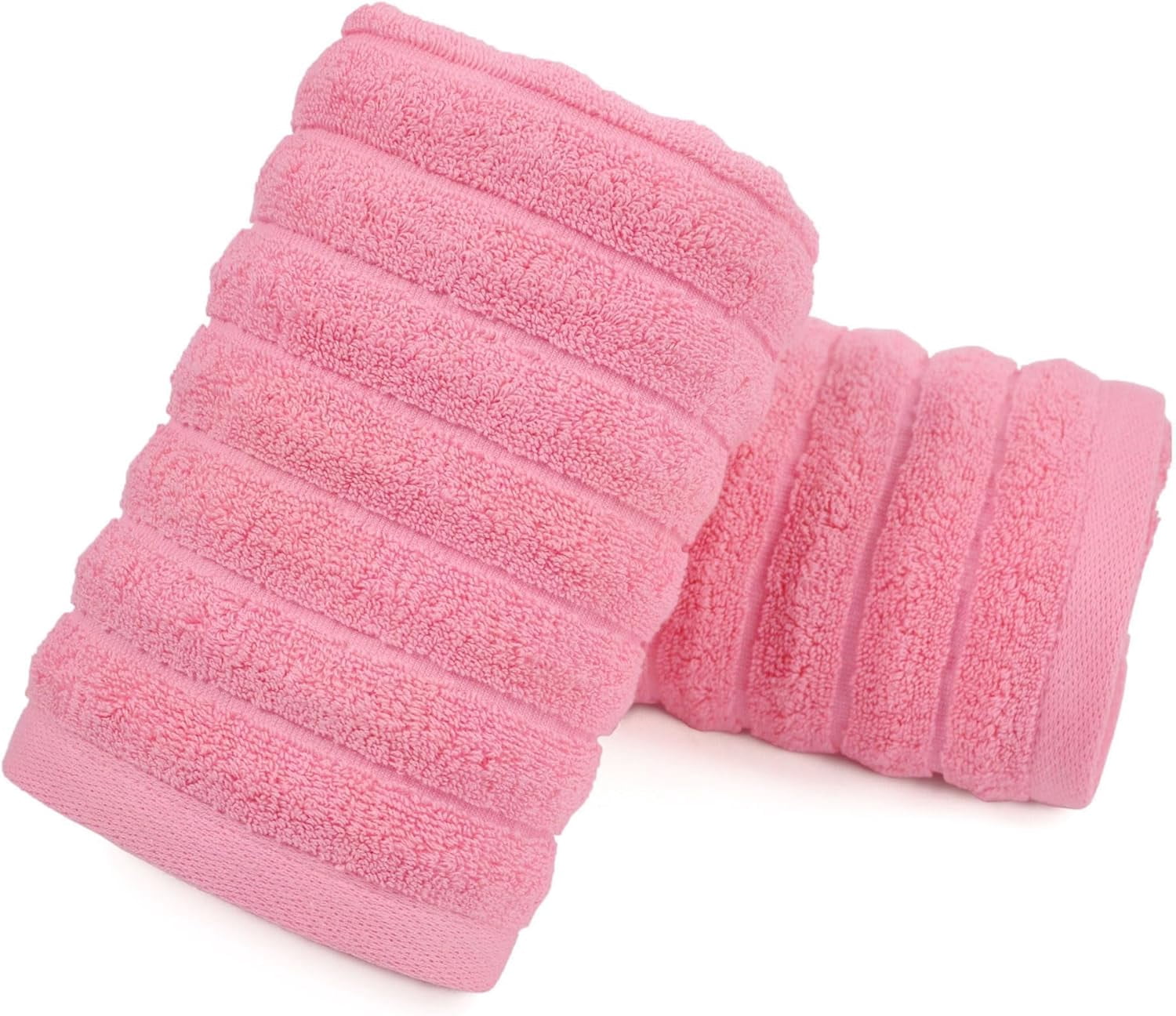 Light Grey Face Towels Set of 2 Ribbed - 480 GSM Cotton Ultra Soft ...