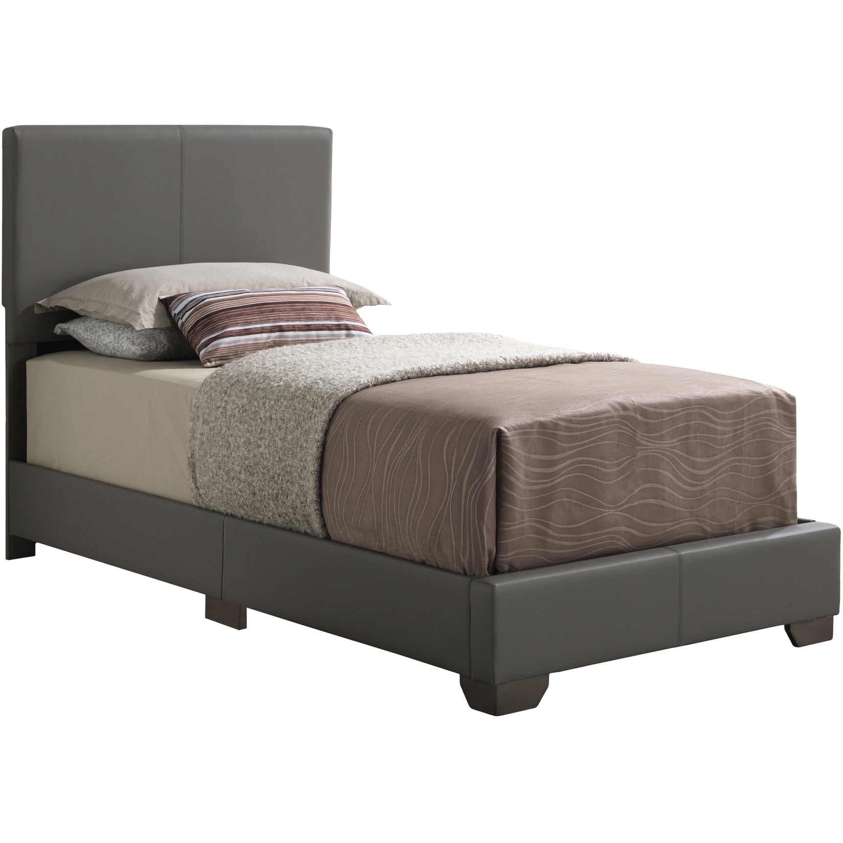 Light Grey Finish, Long - Term Durability - Twin Bed Creating Welcoming ...