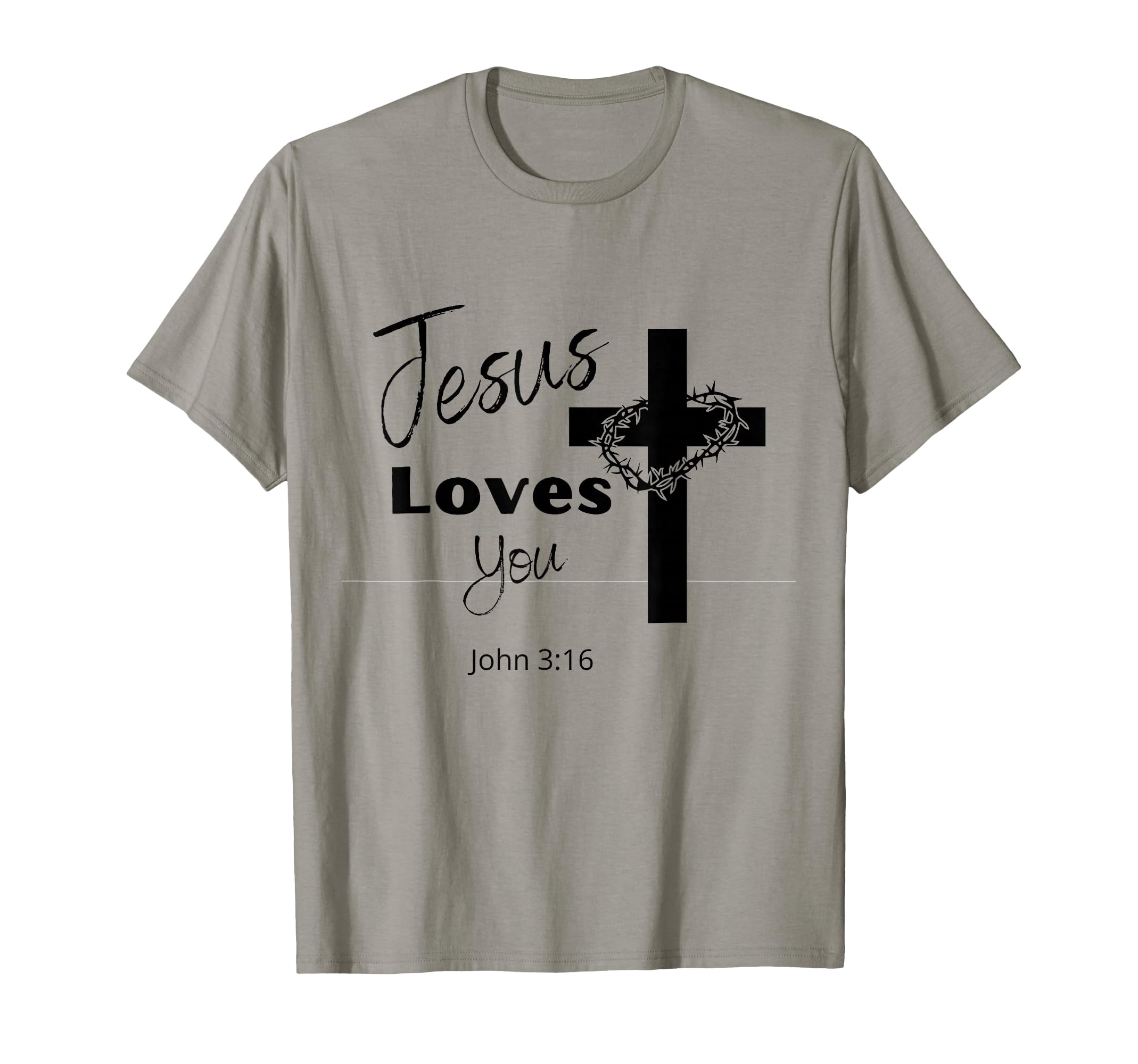 Light Grey Jesus Loves You T-Shirt with Cross Design for Inspirational ...