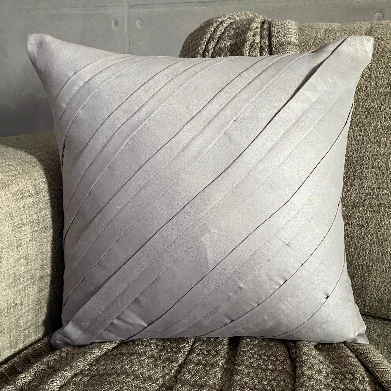 Light Grey Pillow Cover, Textured Pintucks Solid Color Pillows Cover ...