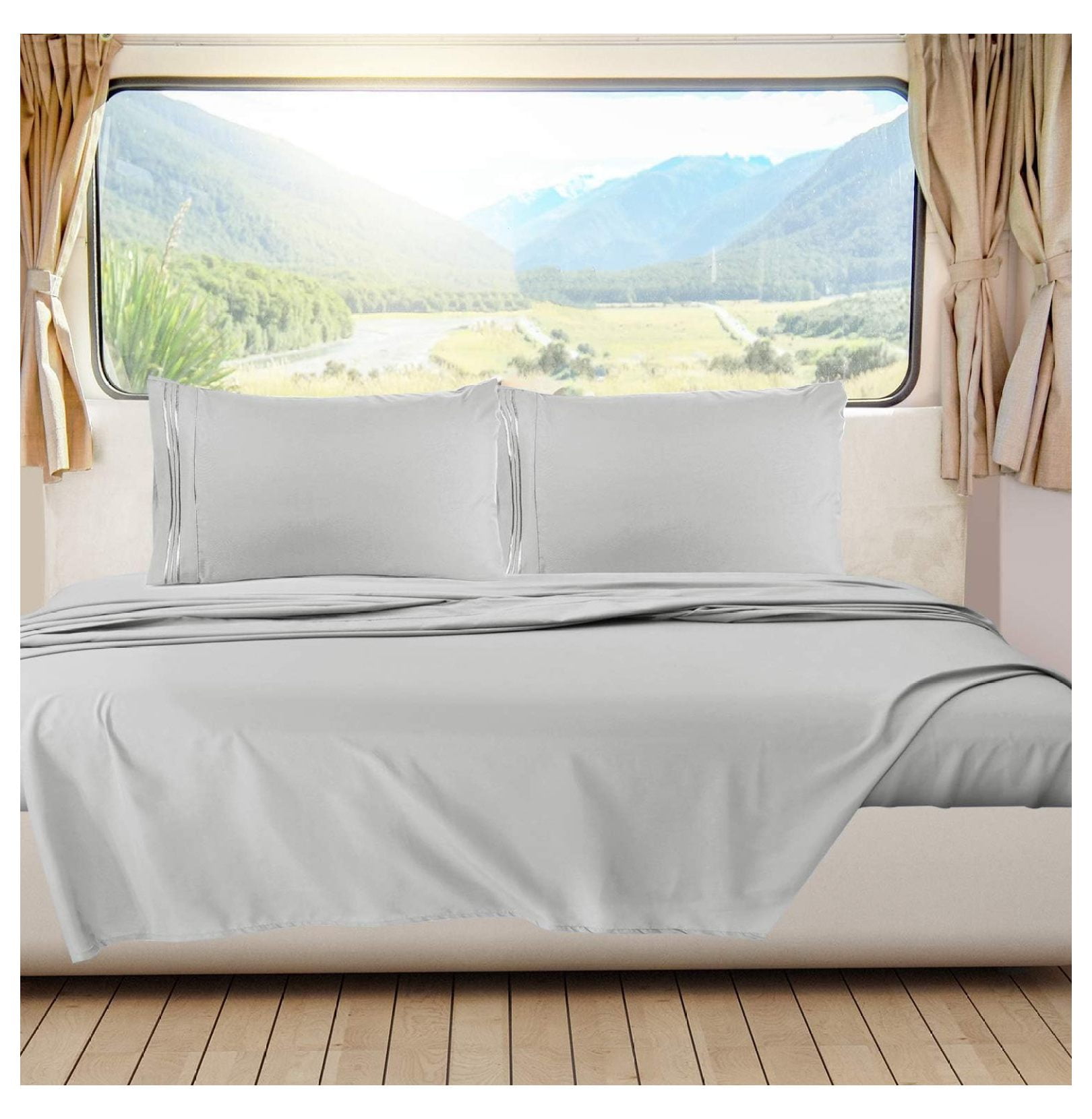 Light Grey RV Queen Sheets – Super Soft RV Short Queen Sheets for RV ...