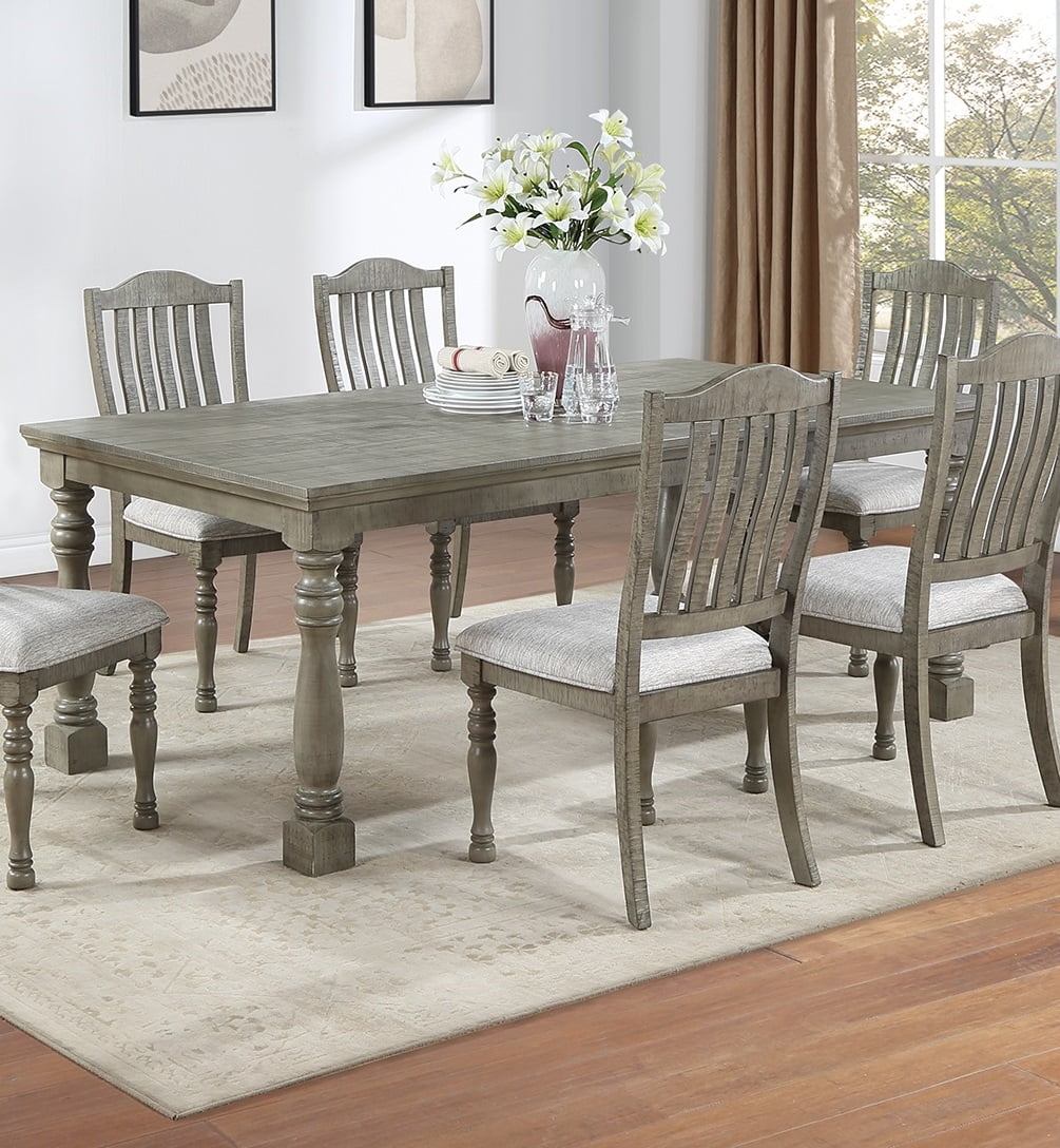 Light Grey Rectangle Dining Table, Modern Dining Room Table for 6 ...