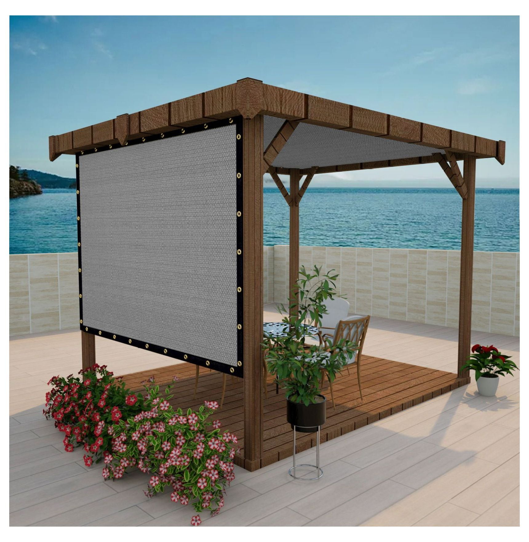 Light Grey Shade Cloth with Grommets - 185 GSM Sun Shade Fabric for ...