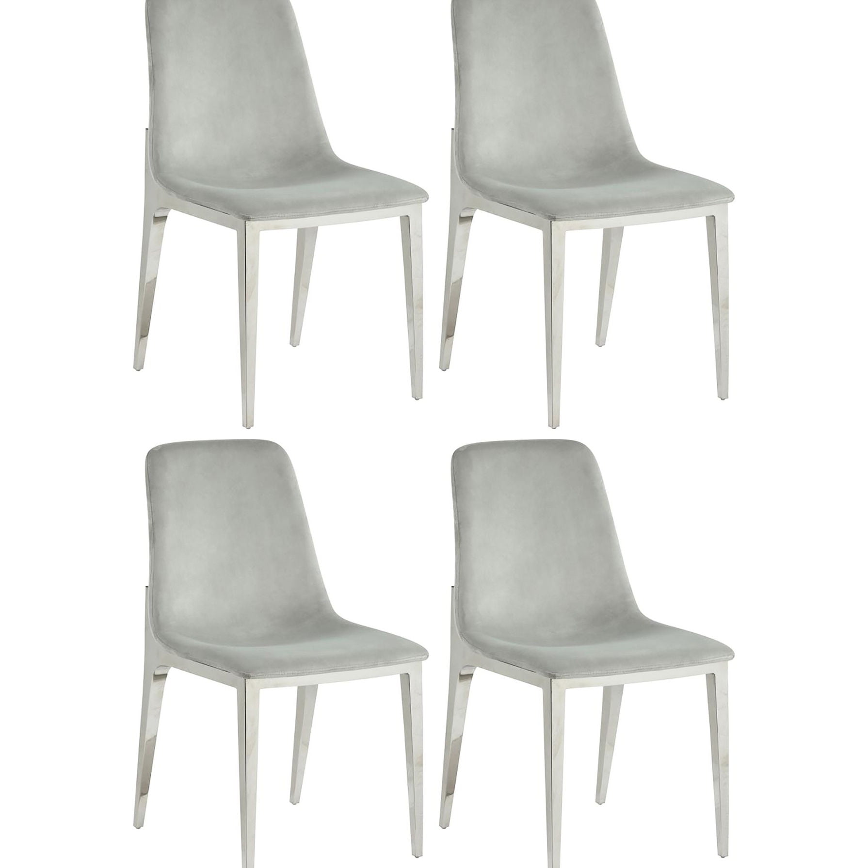 Light Grey Side Chairs (4-Piece Dining Set) | Chrome Stainless Steel ...
