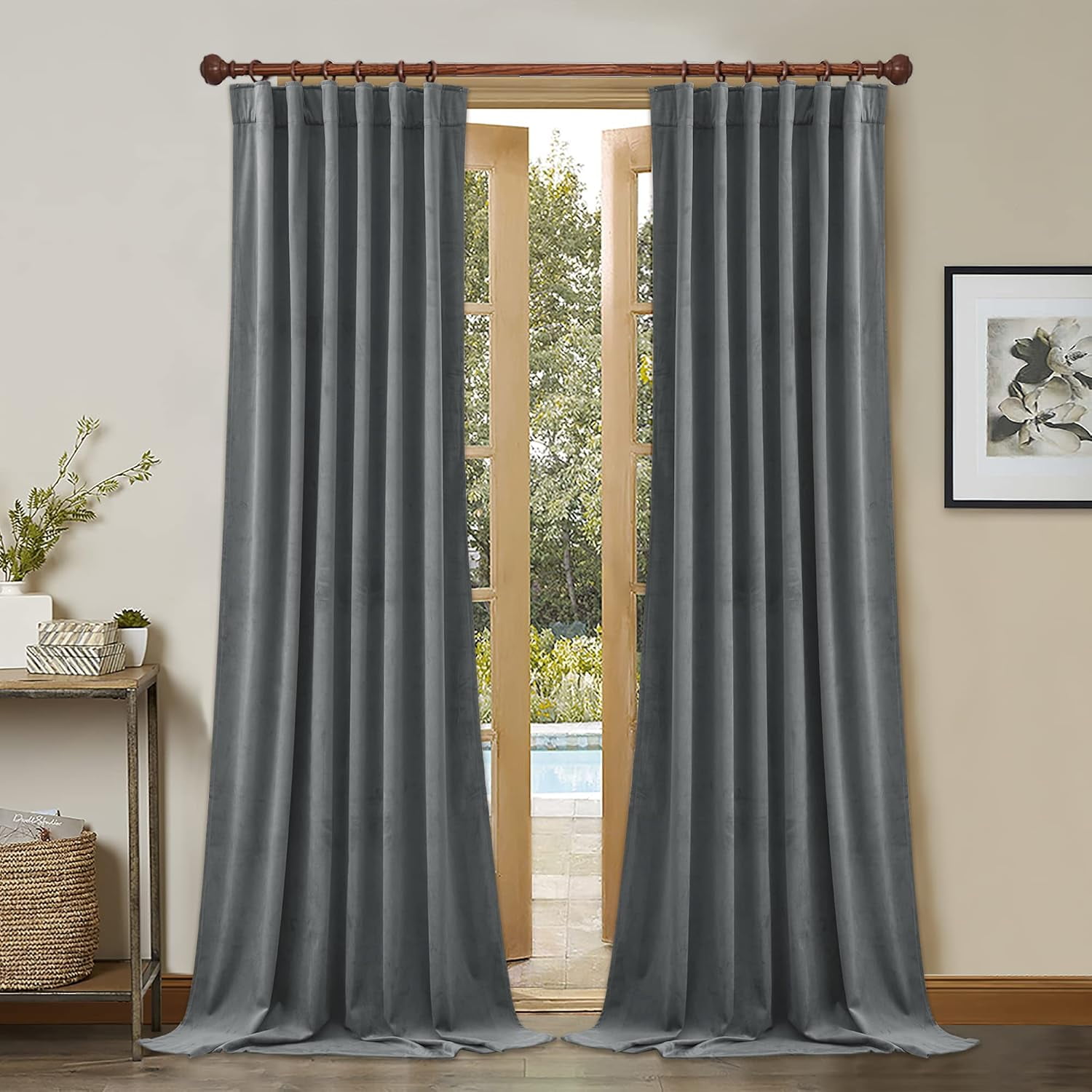 Light Grey Velvet Curtains 90 Inches, Luxury Home Decor Heavy Thick ...