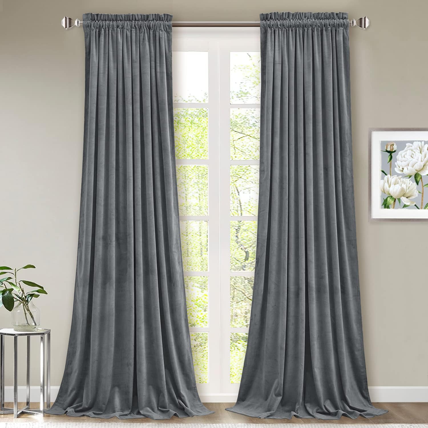 Light Grey Velvet Drapes, 90 Inches Long, Luxury Home Decoration ...