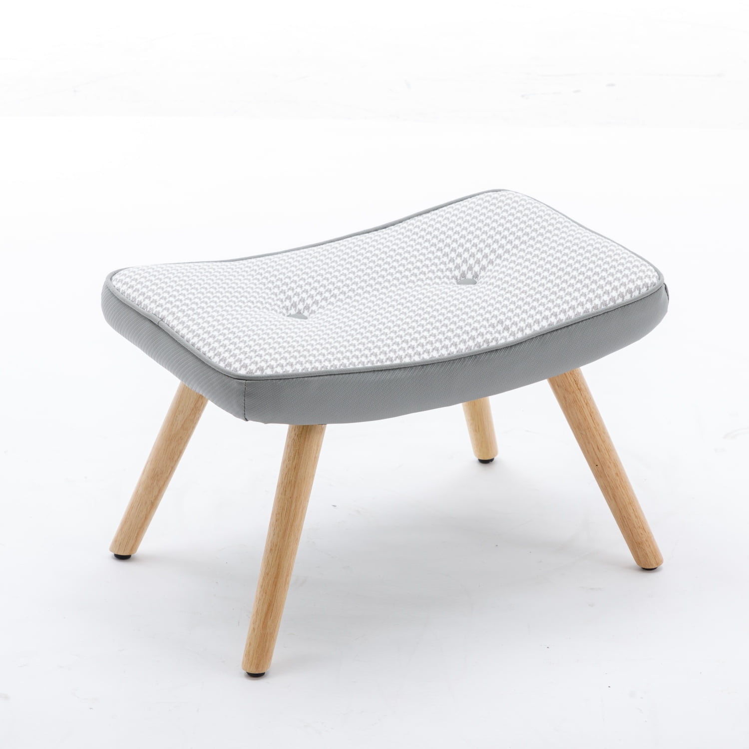 Light Grey Wooden Step Stool for Adults with Square Cushion Non-Slip ...