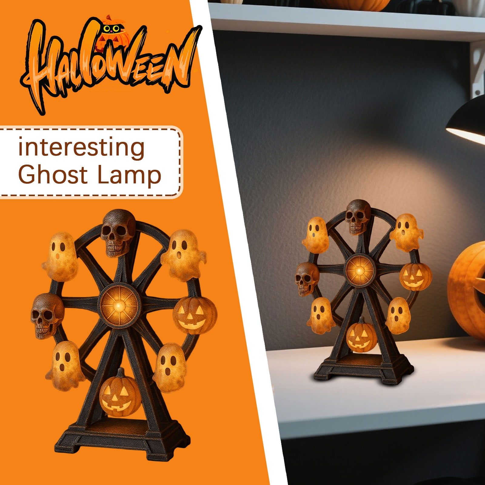 Light Up Halloween Ferris Wheel Decoration, 8-Inch Animated & Musical ...