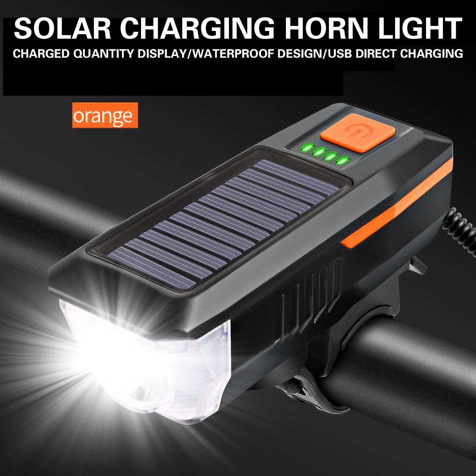 Light Headlight Solar Horn Light USB Rechargeable Headlight Cycling ...