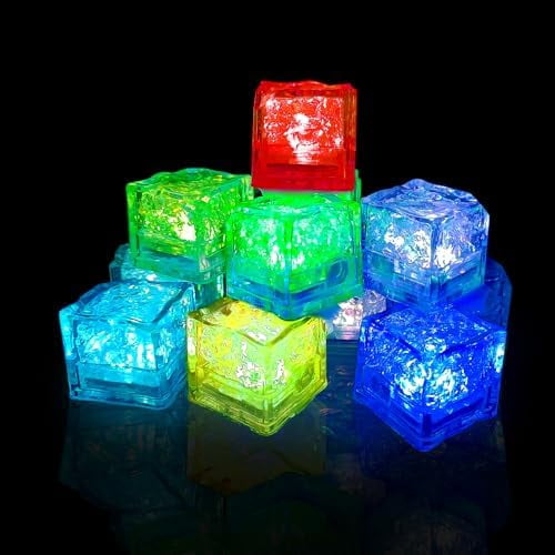 Light Up Ice Cubes for Drinks 48 Pack 7-Color Light Up Ice Cube IP67 ...