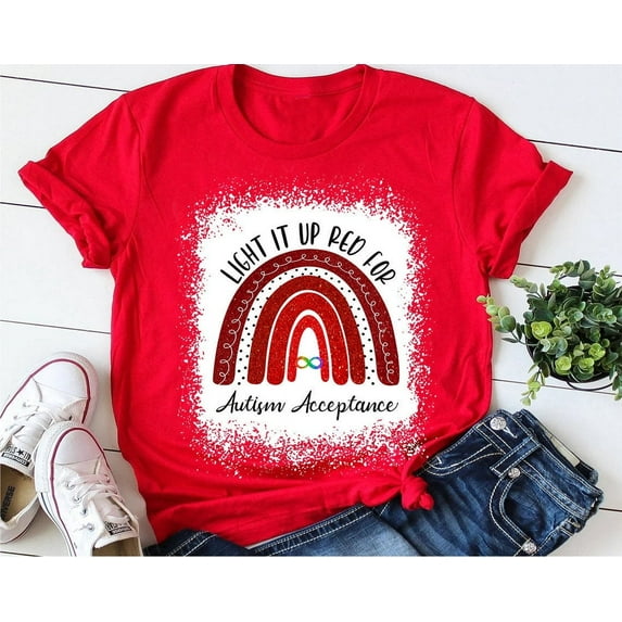 Light It Up Red For Autism Acceptance Shirt, Autism Awareness Shirt ...