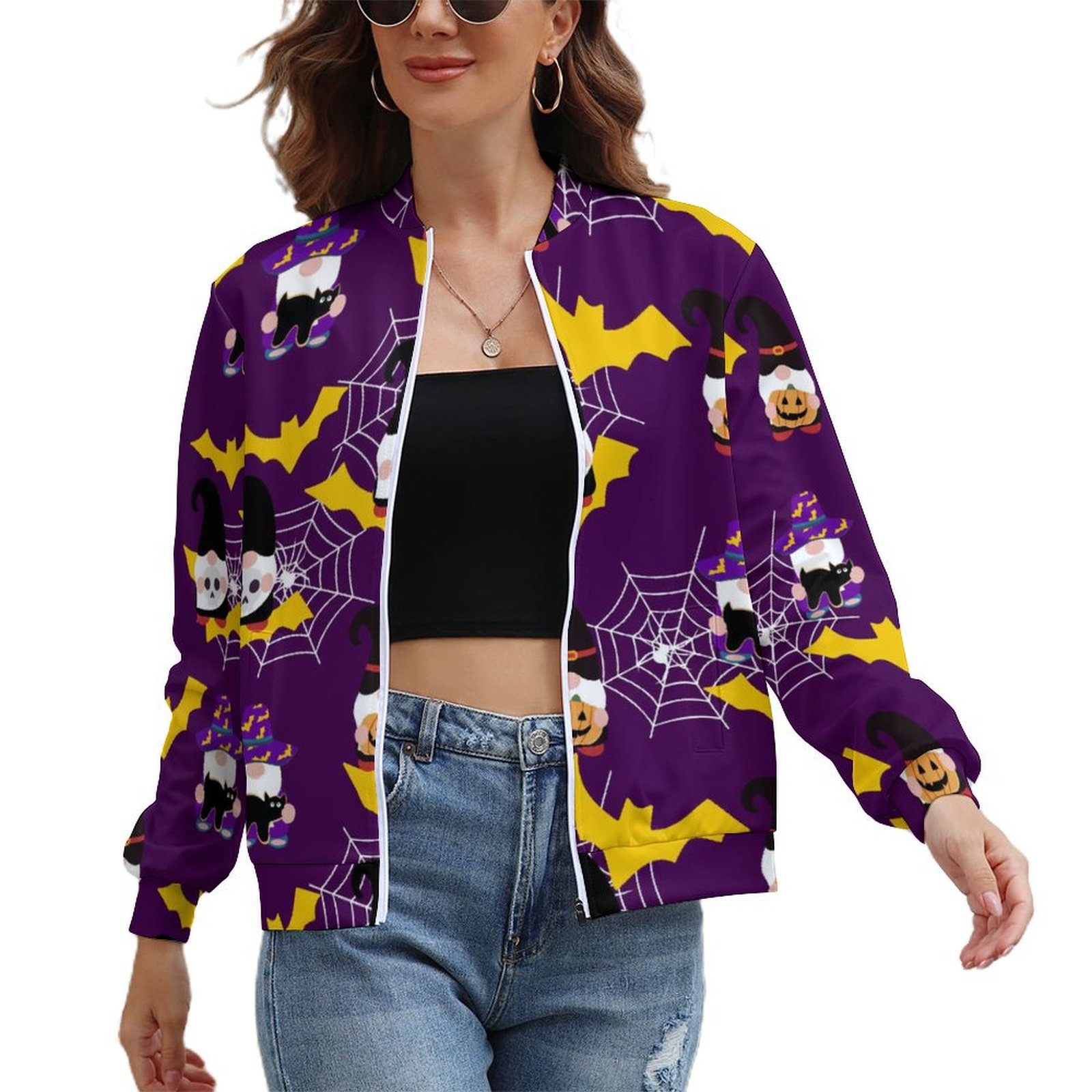 Light Jackets for Women - Halloween Gnomes1 Scrub Jackets Zip Up ...