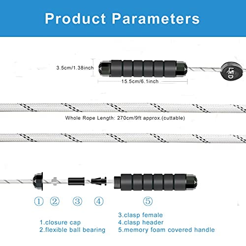 Light Up Jump Rope, Multi-Color Double Dutch Jump Rope 9FT Nice Weight ...