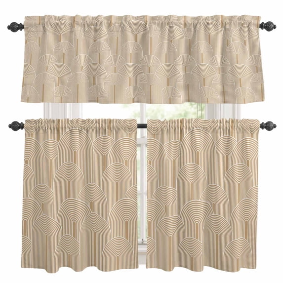Light Kachi Kitchen Curtains Valances and Tiers Set of 3 Abstract ...