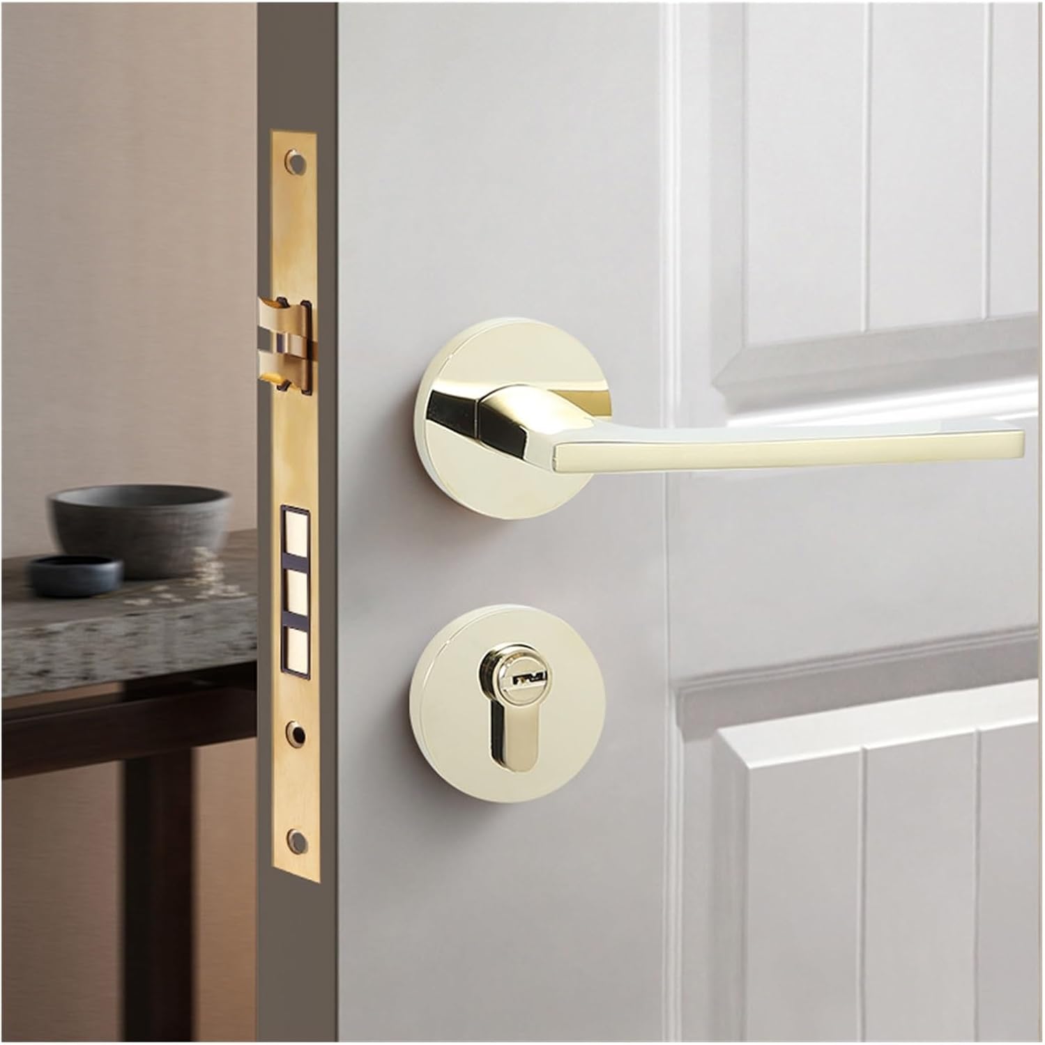Light Luxury Brass electroplated Door Lock Interior Door Bedroom Door ...