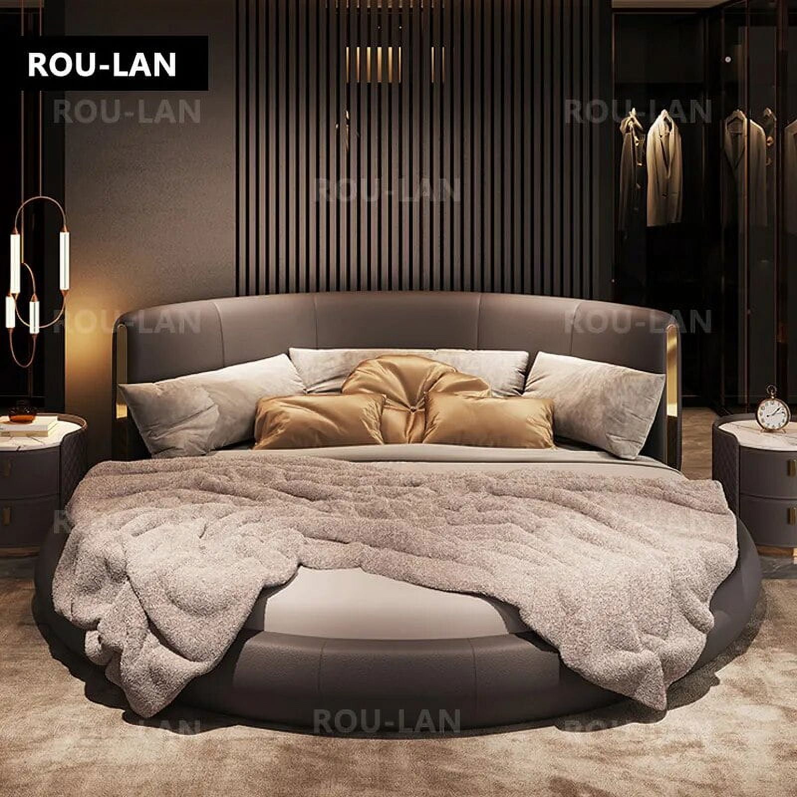 Light Luxury Couples Round Bed Villa Master Bedroom Double Bed High End Atmosphere Luxury Leather Bed Walmart