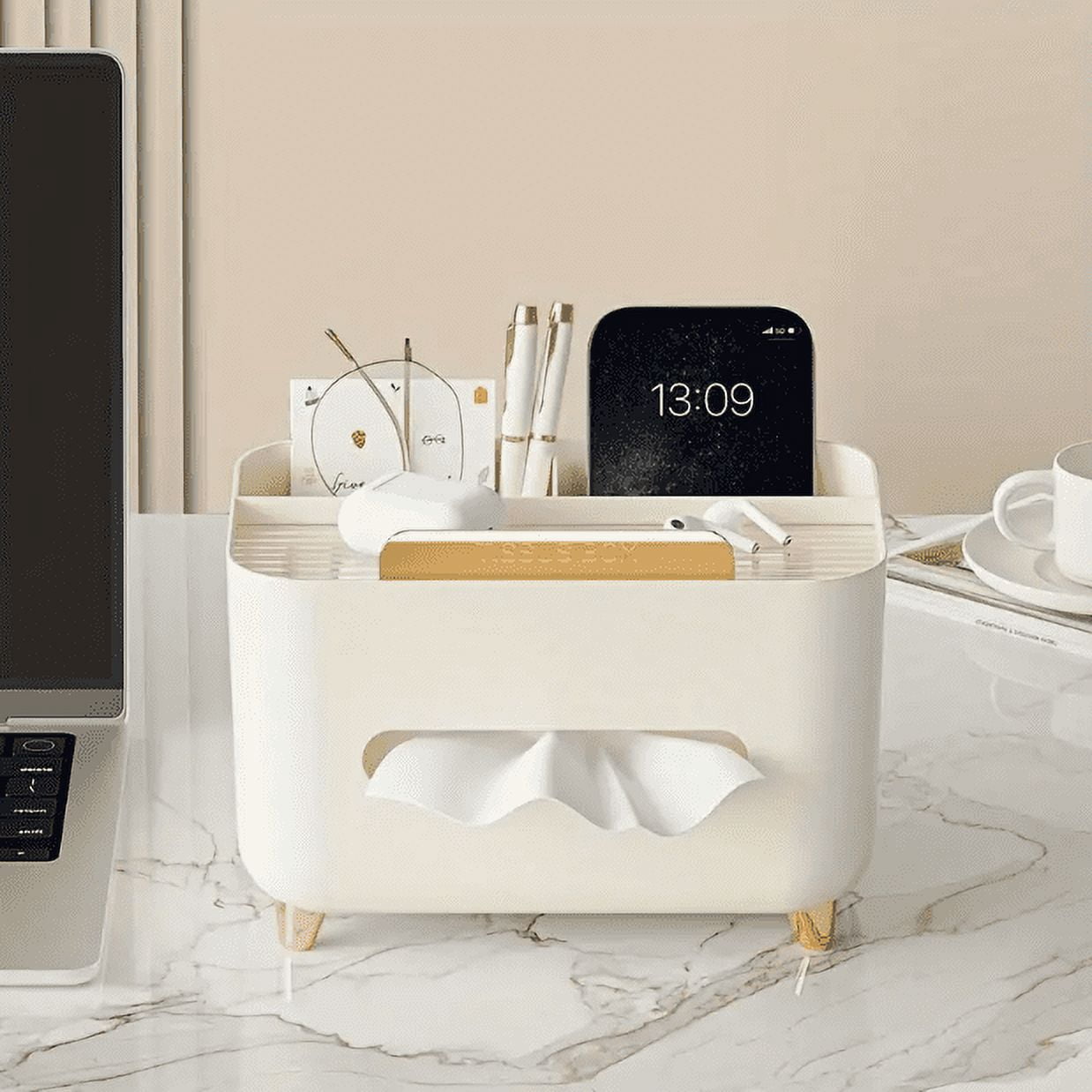 Light Luxury Cream Plastic Tissue Box - Minimalist Design with Snap-On ...