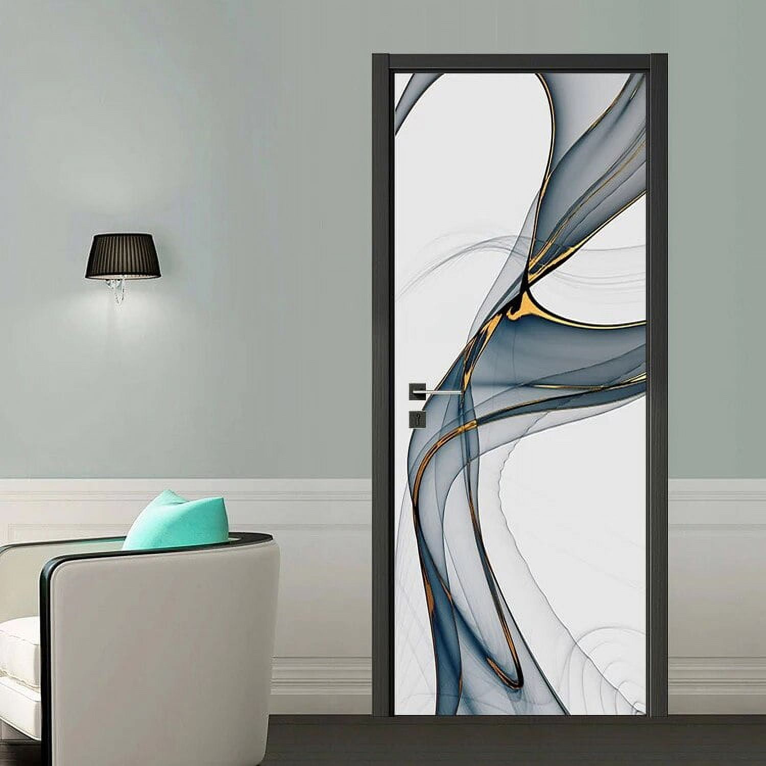 Light Luxury Door Decal Abstract Line Wall Art Mural 3D wallpaper Whole ...