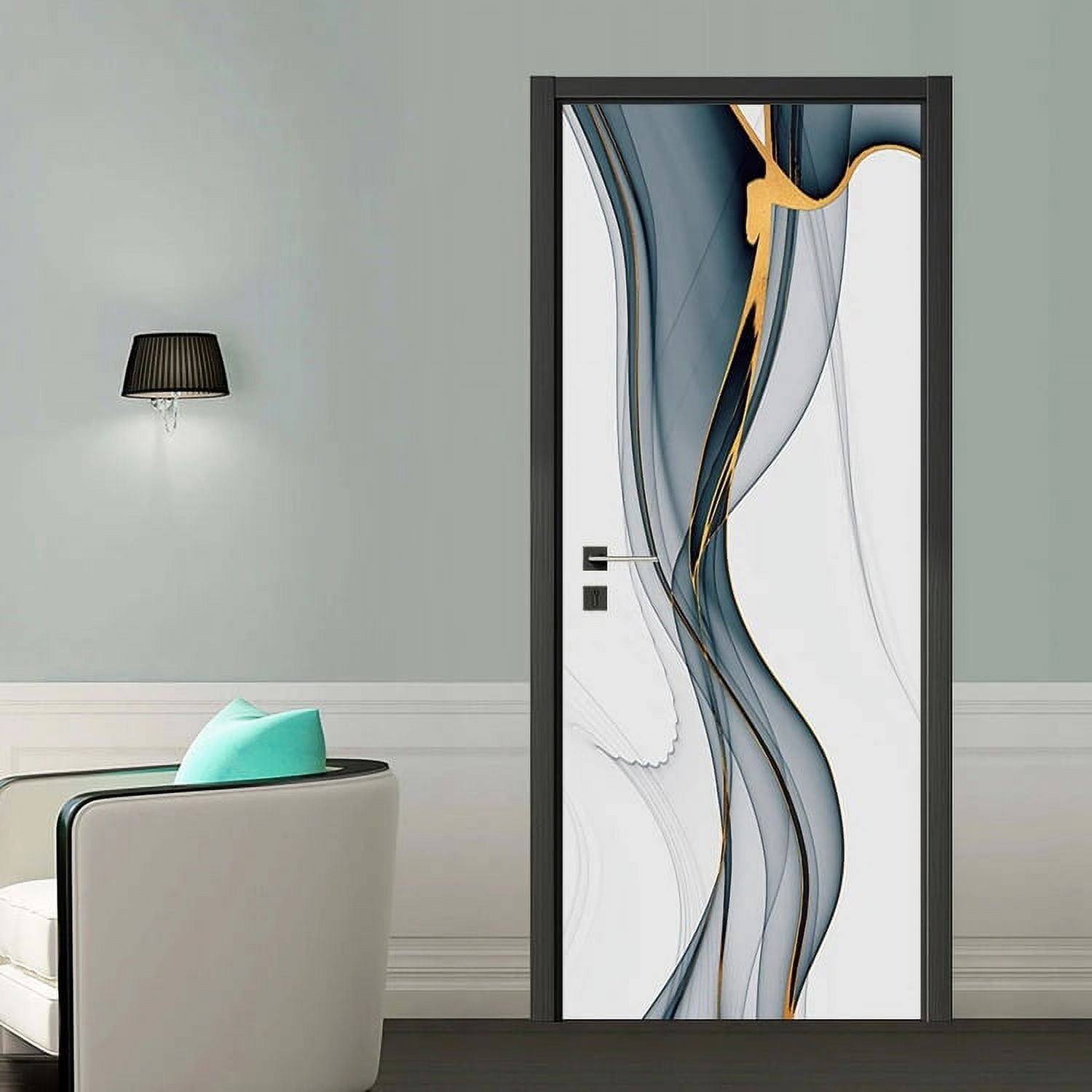 Light Luxury Door Decal Abstract Line Wall Art Mural 3D wallpaper Whole ...