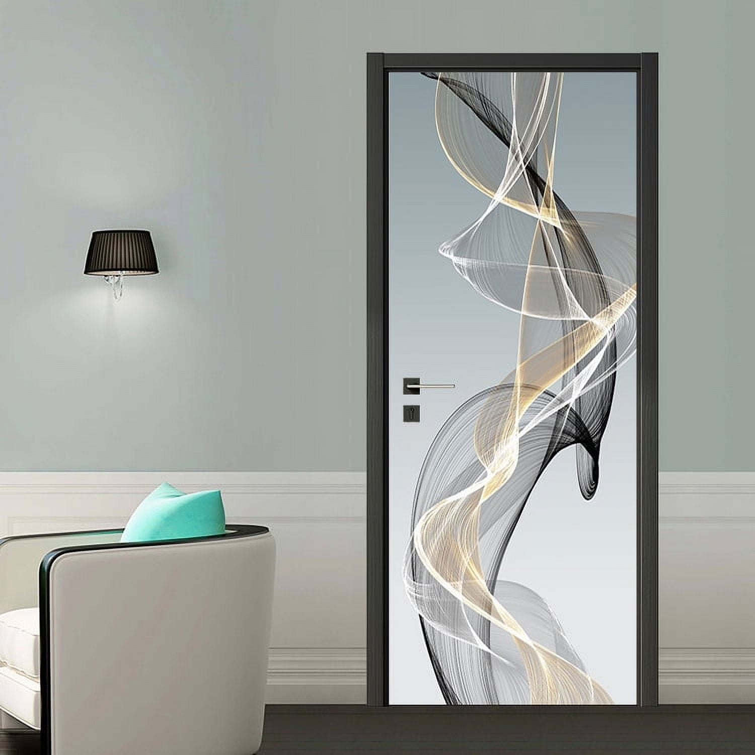 Light Luxury Door Stickers Abstract Line Wall Art Mural 3D Wallpaper ...