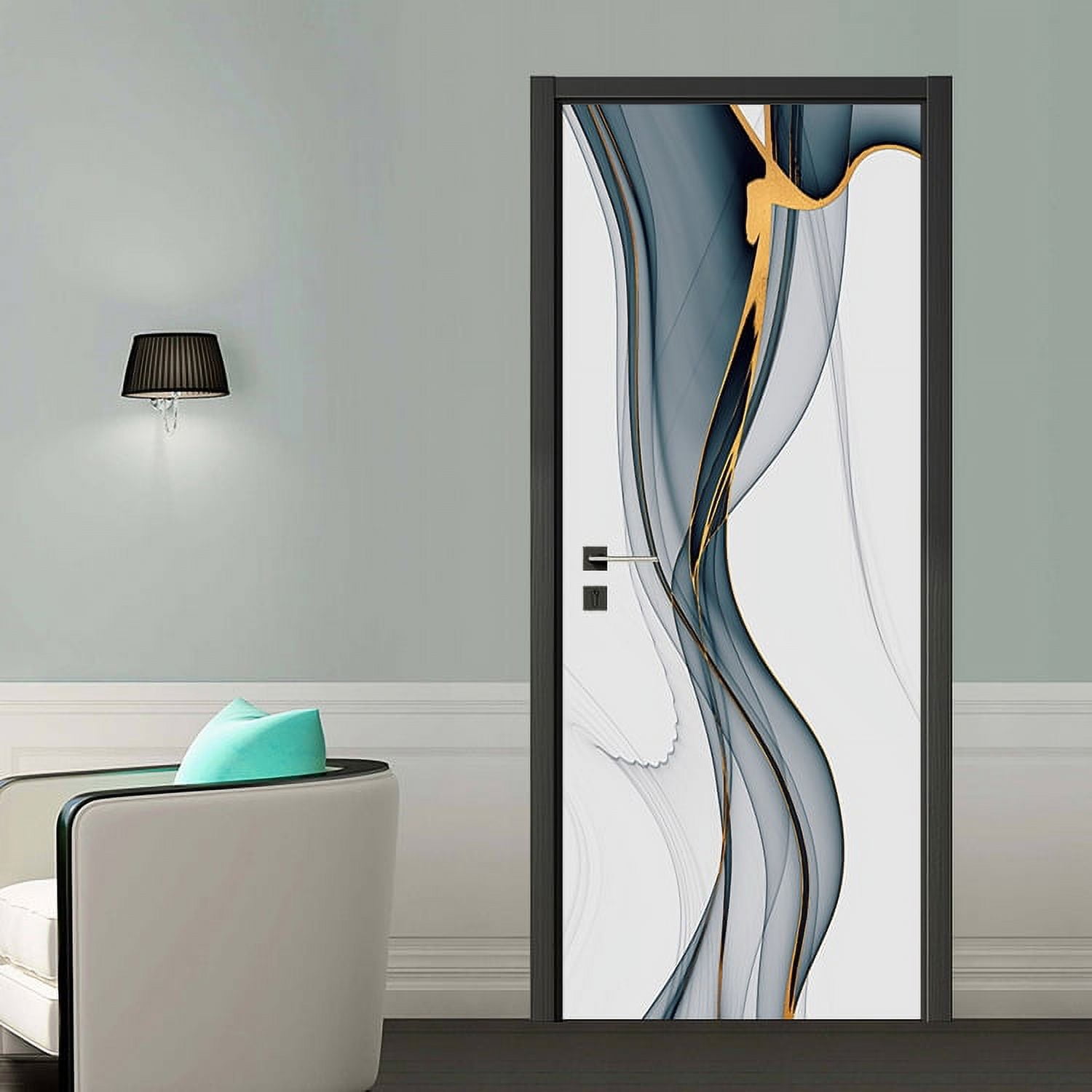 Light Luxury Door Stickers Abstract Line Wall Art Mural 3D Wallpaper ...