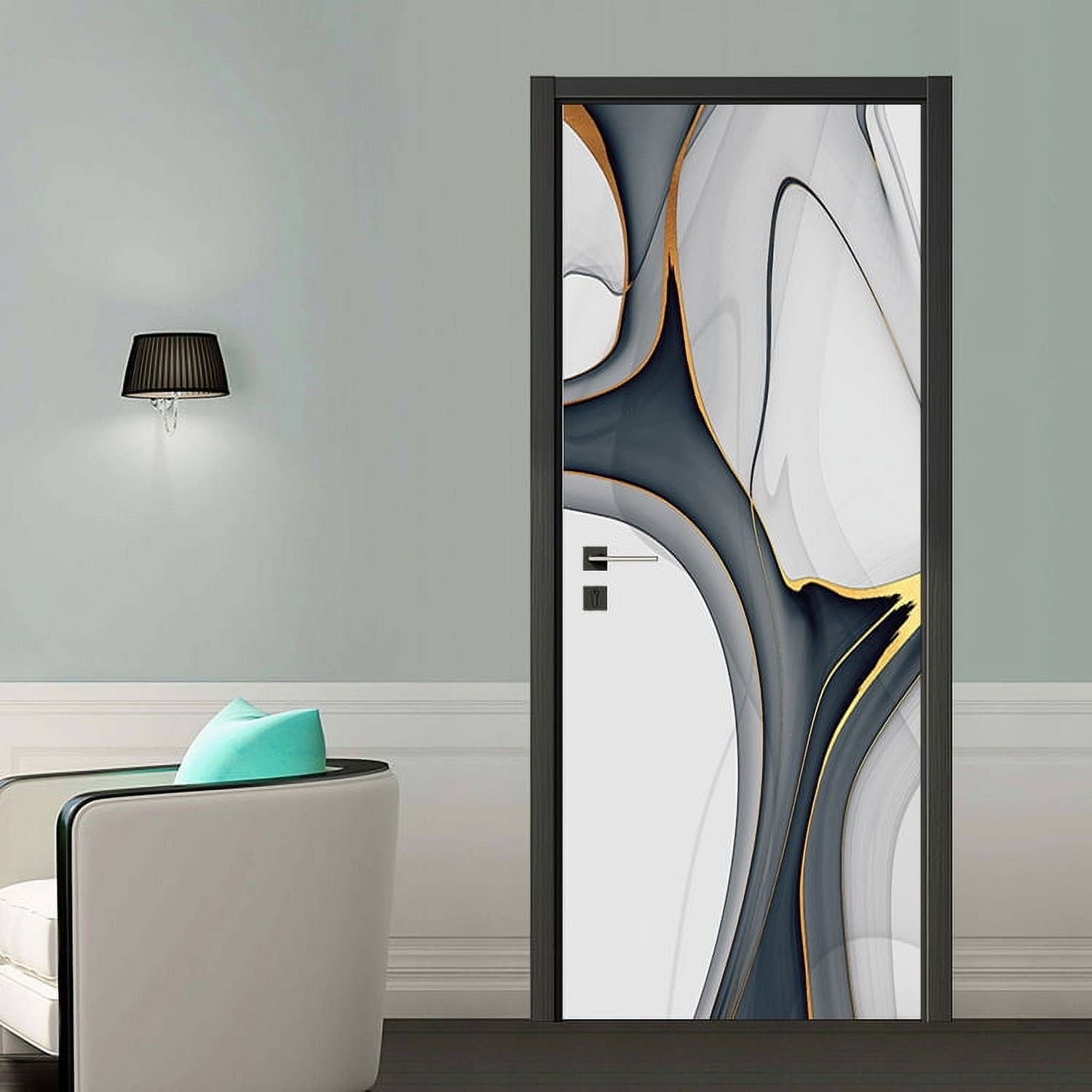 Light Luxury Door Stickers Abstract Line Wall Art Mural D Wallpaper ...