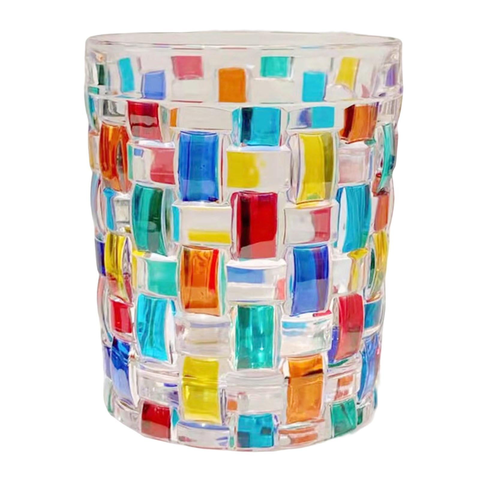 Light Luxury Glass Cup with Colorful Painting Handicrafts Drinkware ...