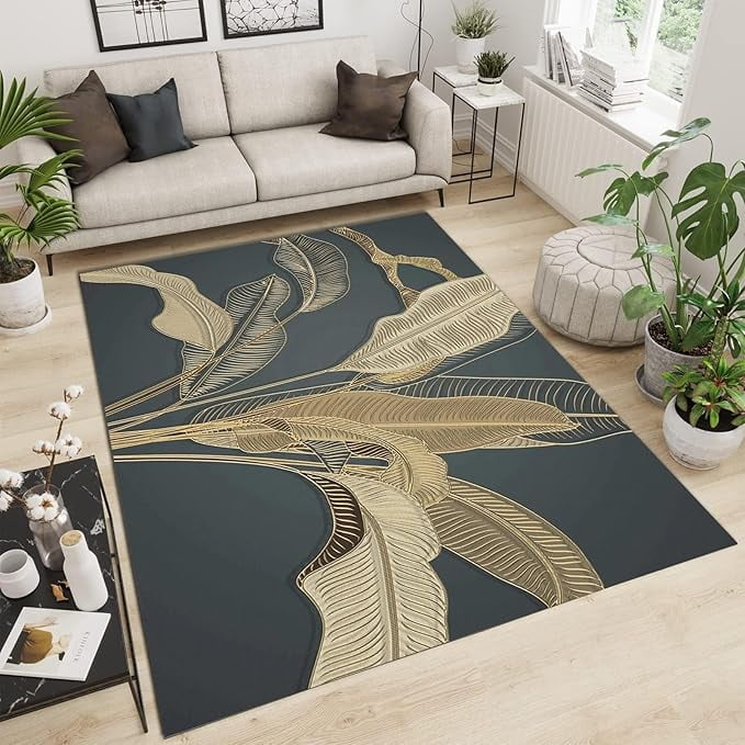 Light Luxury Gold Foil Texture Area Rug, Personalized Outdoor Runner's ...