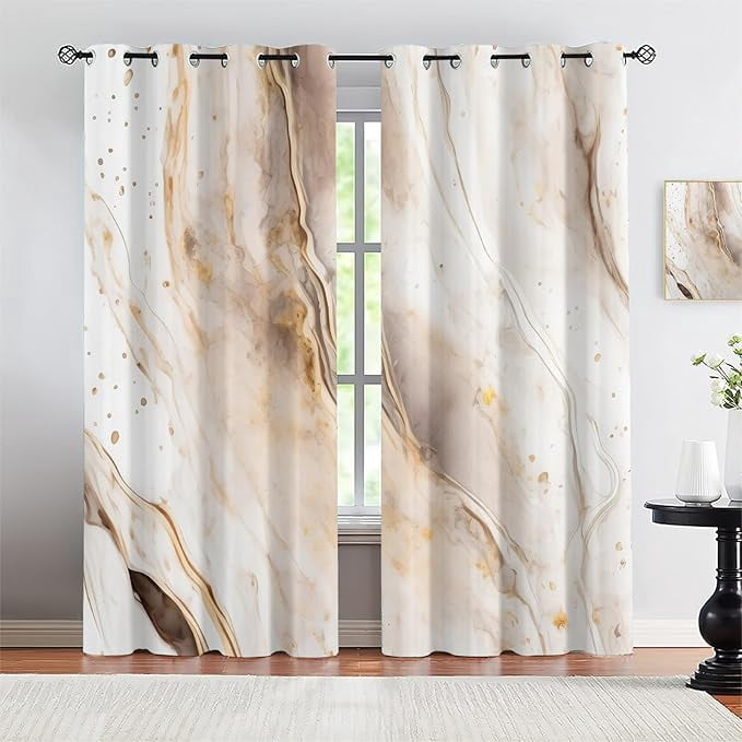 Light Luxury Marble Texture Blackout Curtains, Abstract Water Crack ...