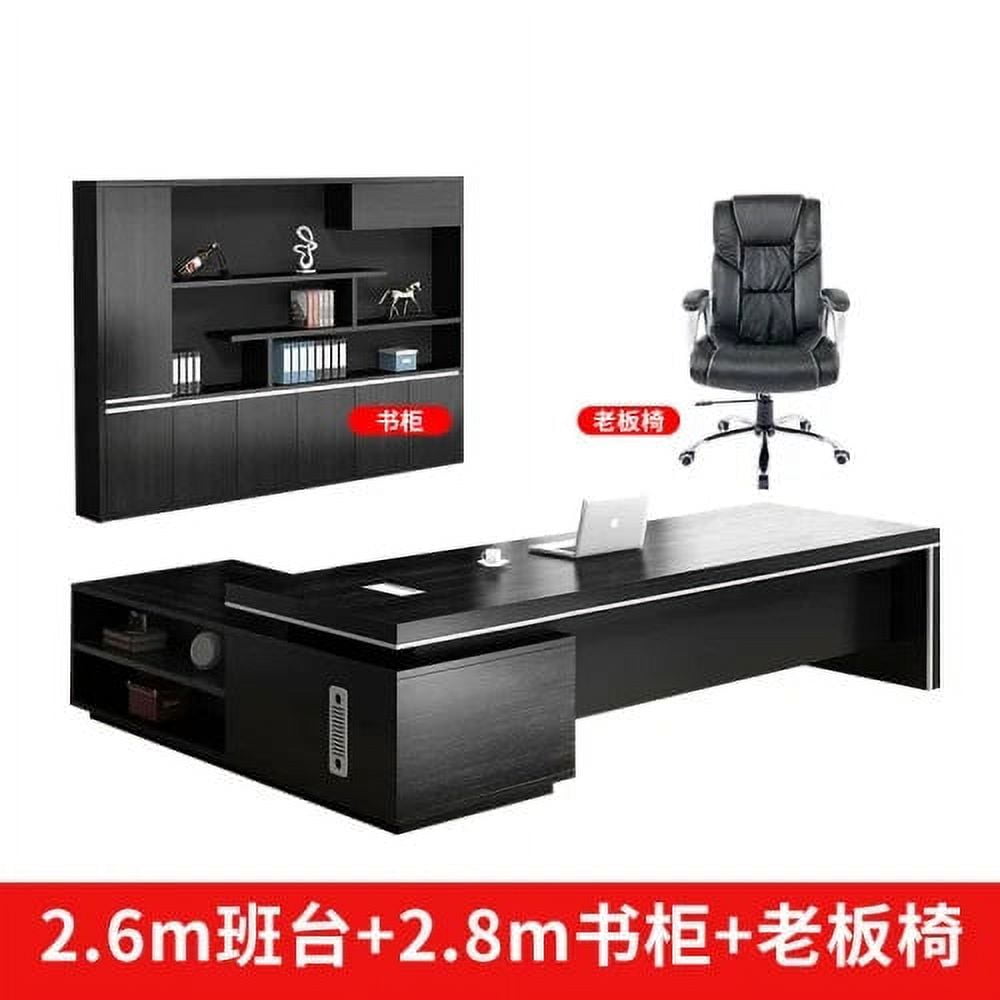 Light Luxury Minimalist Office Desk Black Executive Home L Shaped ...